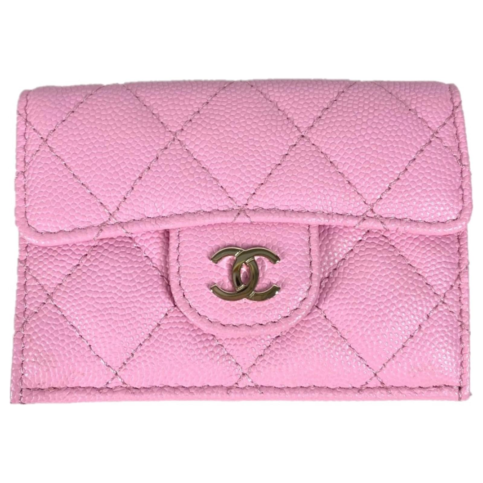 Chanel AP0230 Compact Tri-Fold Wallet Pink Leather ref.1468598 - Joli ...