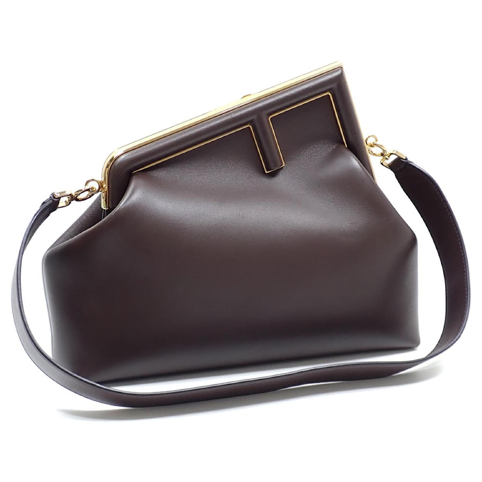 Fendi First Medium Shoulder Bag Dark brown Leather ref.1469688 - Joli ...