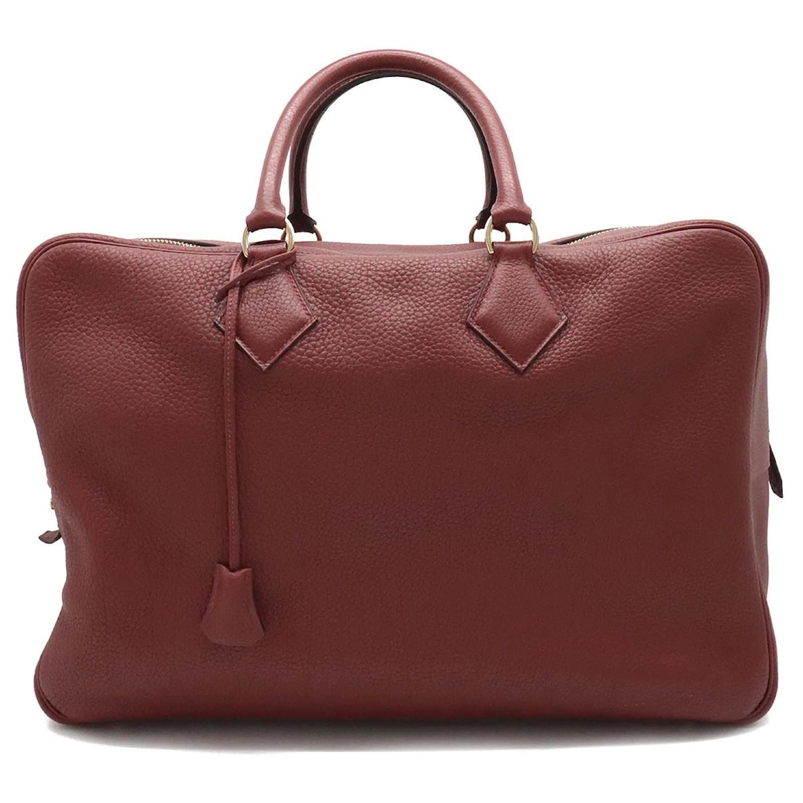Hermès Hermes Plume 45 Boston Bag Dark red Leather ref.1469742 - Joli ...