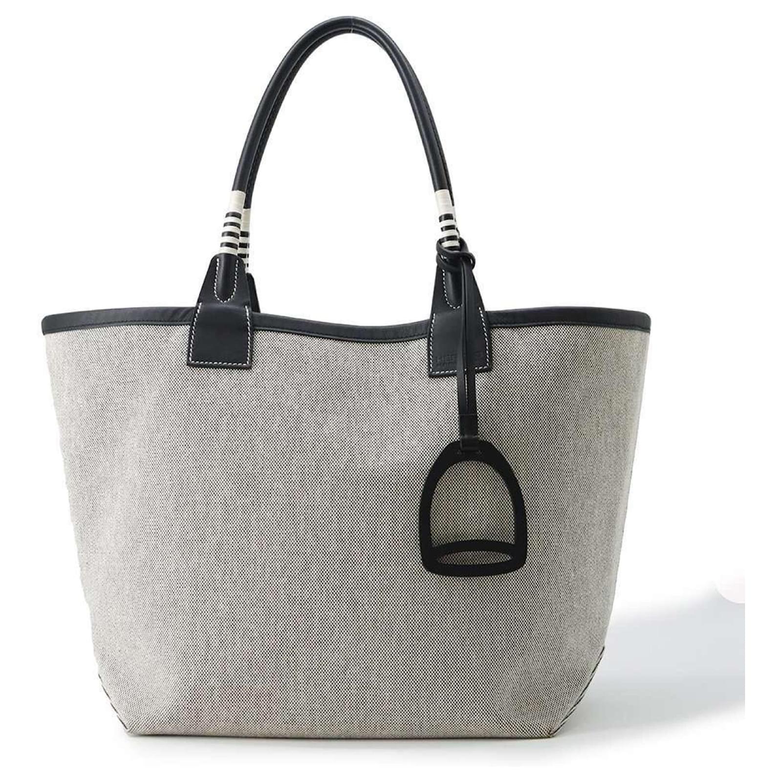 Hermès Hermes Tote Bag Steeple 28 Brown Black Leather Cloth ref.1471249 ...