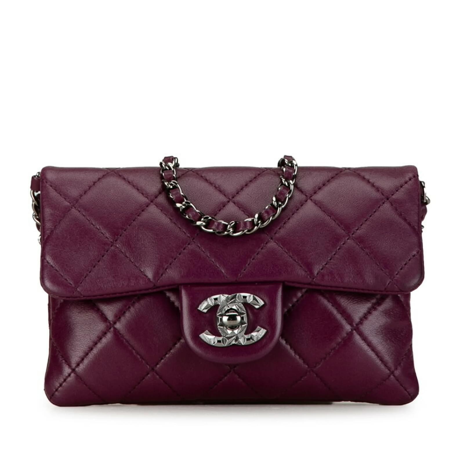 Chanel Coco Mark Matelasse Chain Shoulder Bag Silvery Purple Leather ...