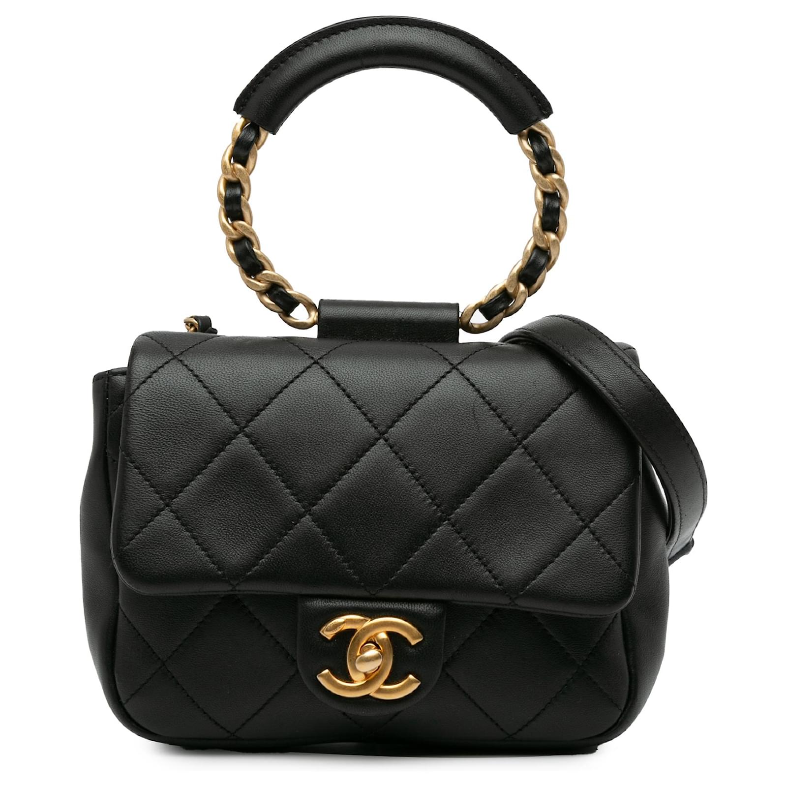 Chanel Black Mini In The Loop Flap Leather ref.1479680 - Joli Closet