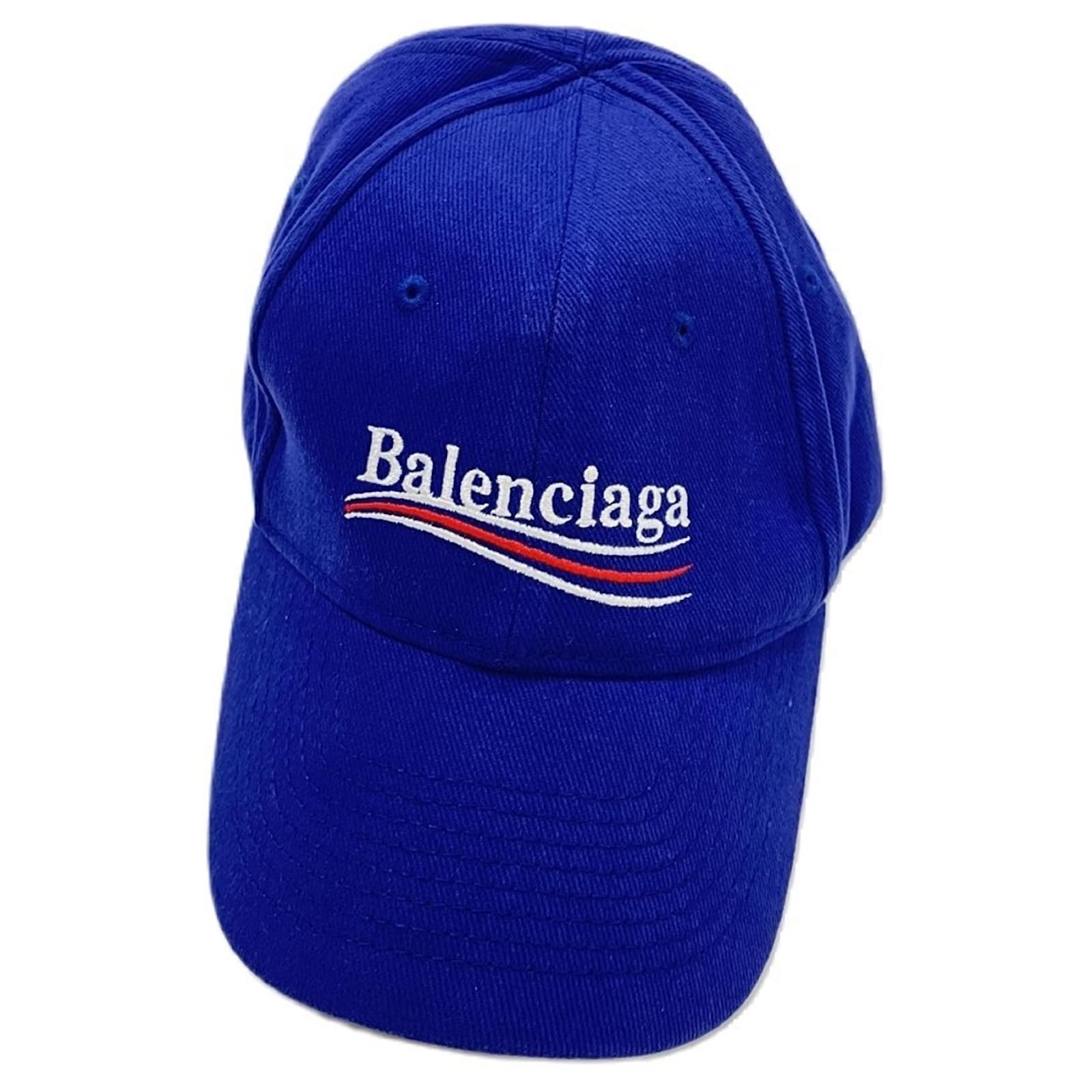 Balenciaga Political Logo Baseball Cap Blue Cotton ref.1482727 - Joli ...
