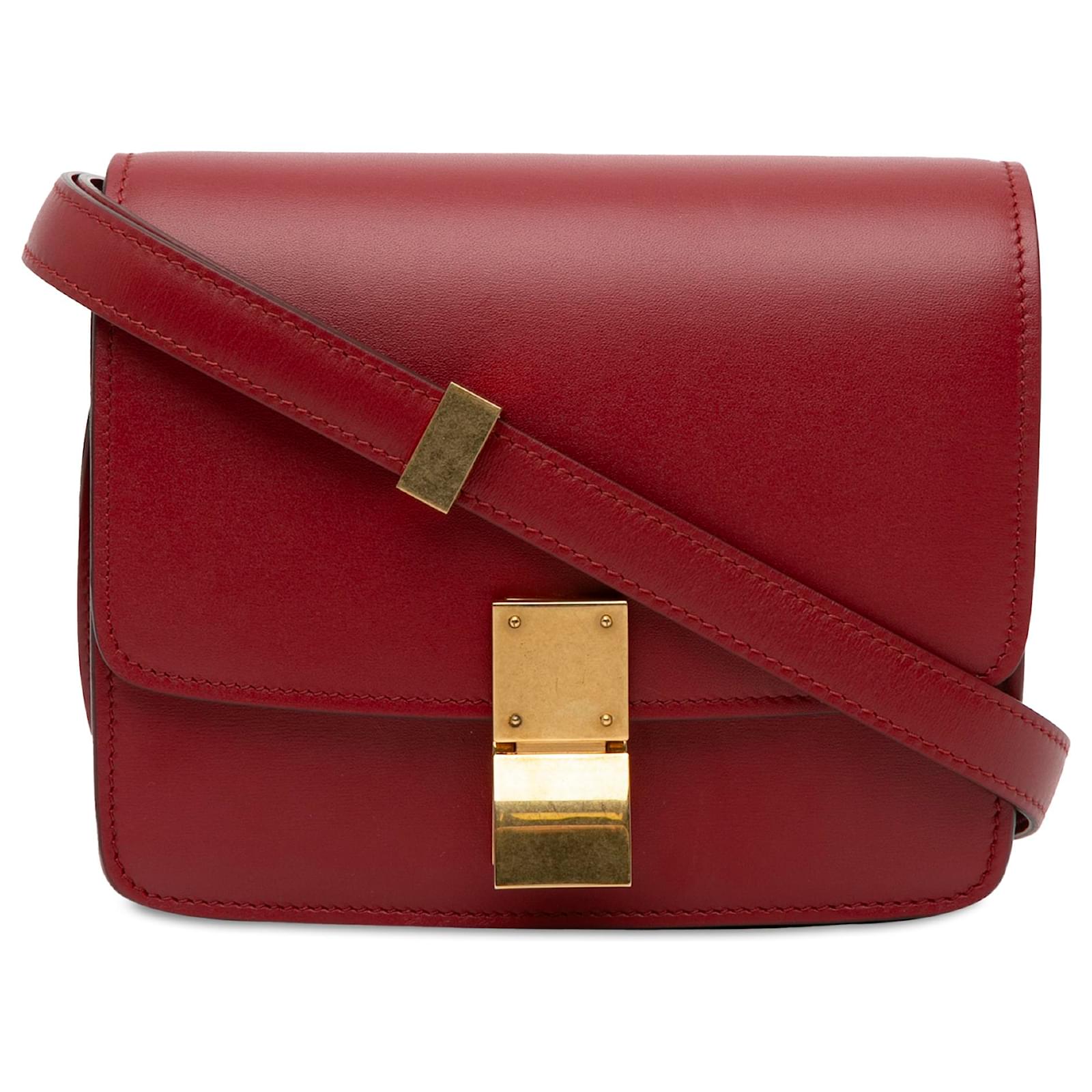 Céline Celine Red Small Classic Box Leather Pony-style calfskin ref ...