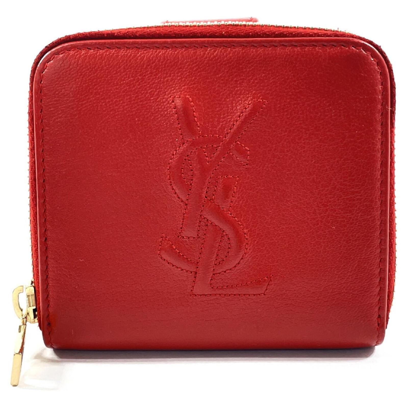 Yves Saint Laurent Red Leather Bi-fold Wallet ref.1486354 - Joli Closet