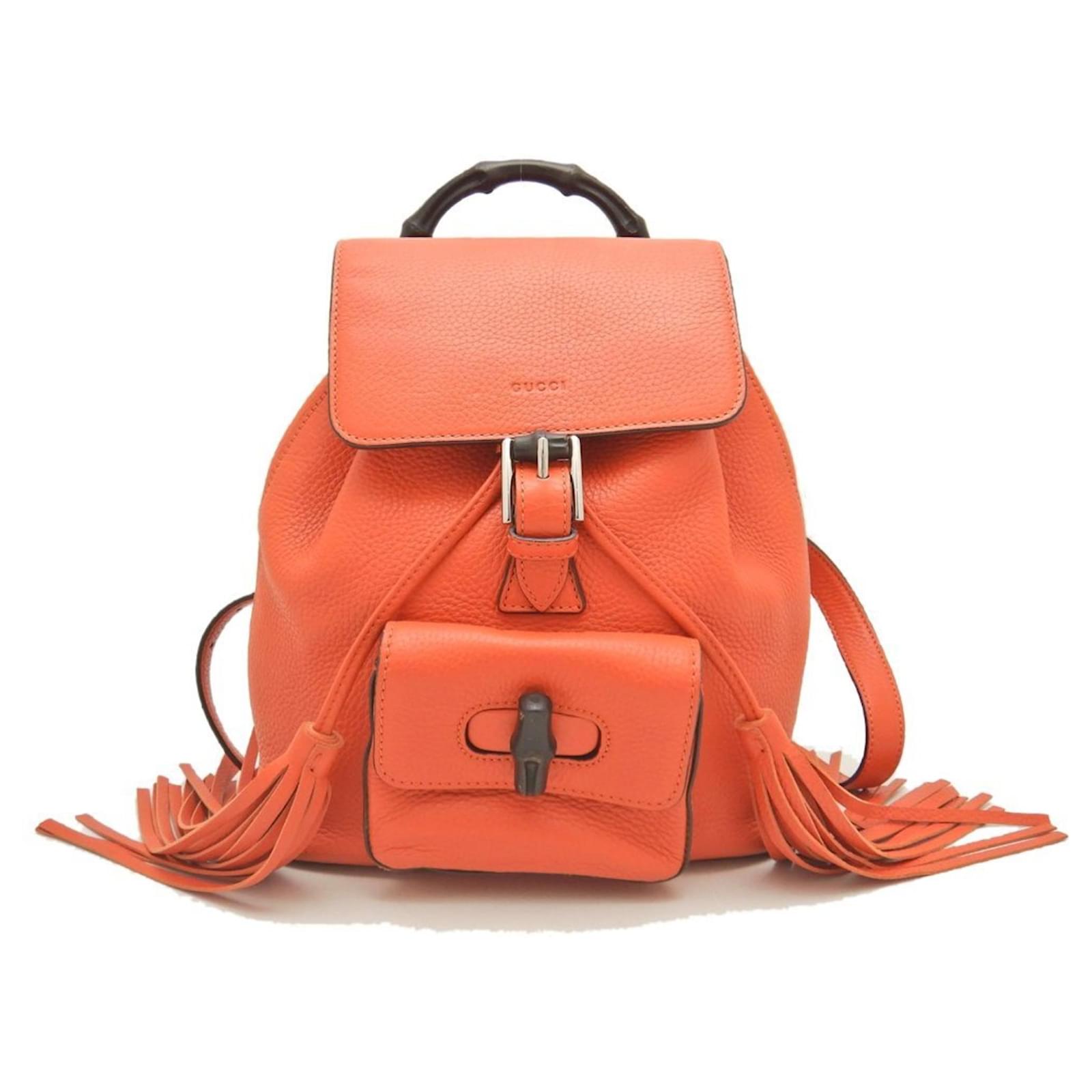 Gucci Orange Leather and Bamboo Backpack ref.1486611 - Joli Closet