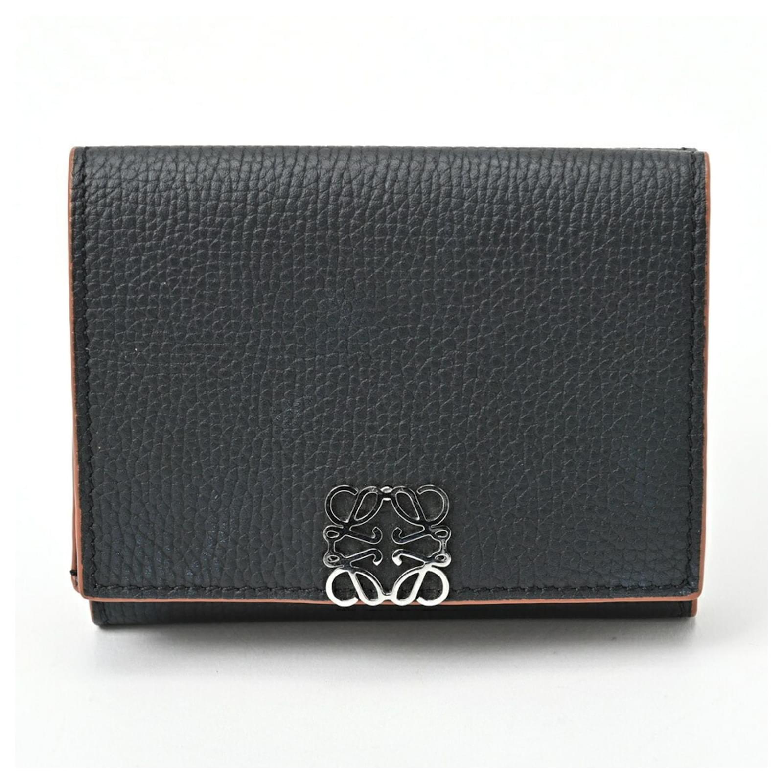 Loewe Anagram Trifold Wallet Black Leather ref.1488008 - Joli Closet