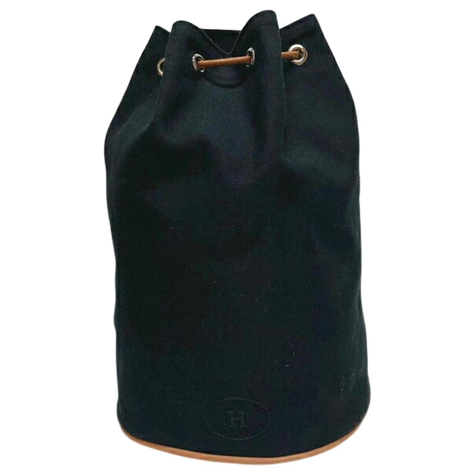 Hermès Hermes Polochon Mimil PM Shoulder Bag Black Leather Cloth ref.1490136 - Joli Closet