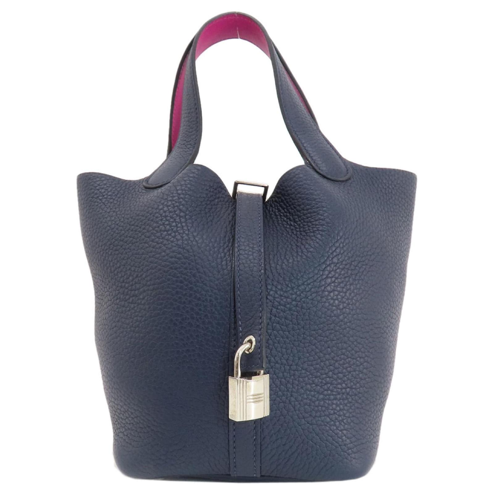 Hermès Hermes Picotin Lock PM Handbag Blue Purple Leather ref.1491565 ...