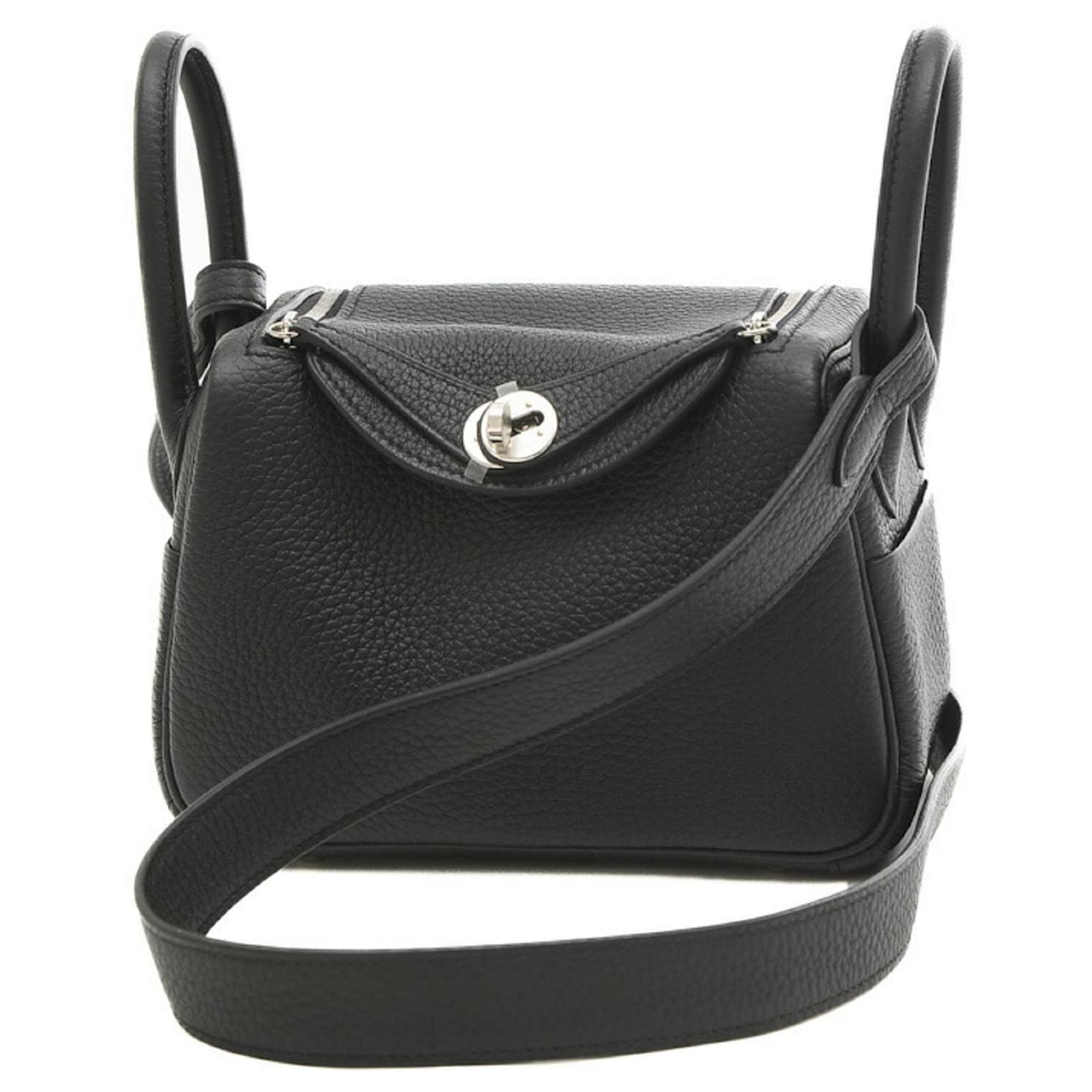 Hermès Hermes Lindy Handbag in Black Taurillon Clemence Leather ref ...