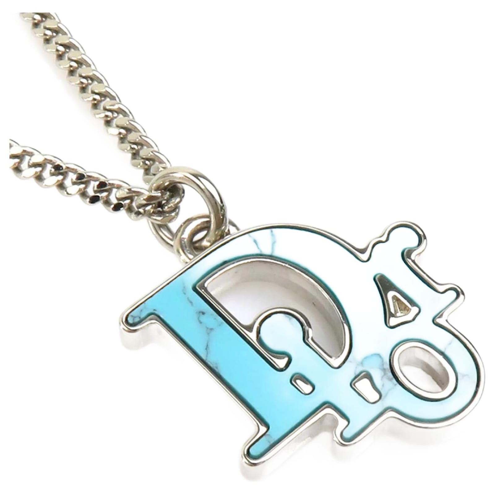 Christian Dior Blue and Silver Necklace Silvery Metal ref.1492174 ...