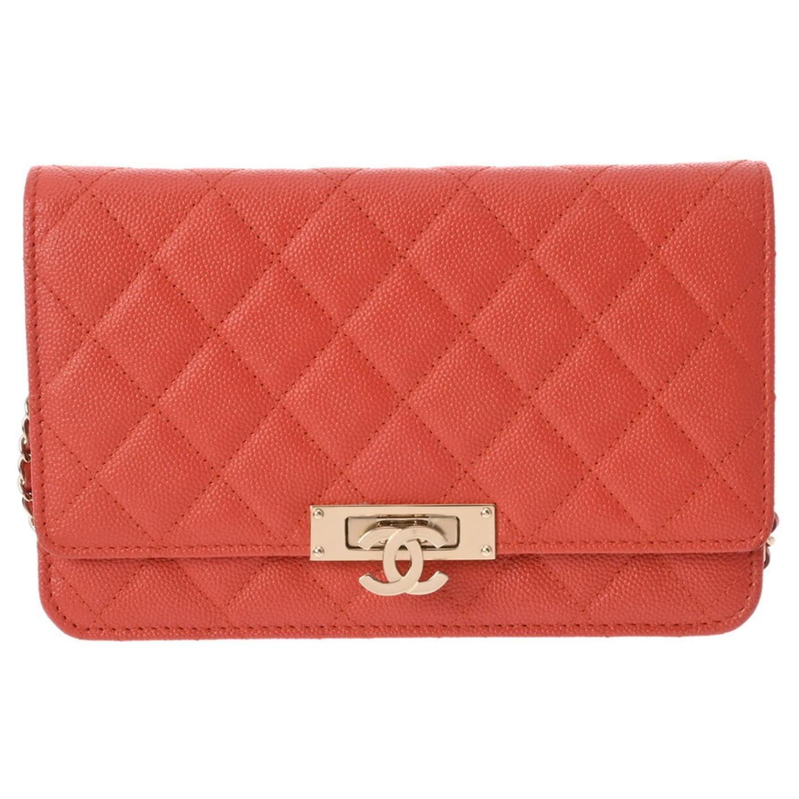 Chanel Matelasse Coco Rock Chain Wallet Orange Leather ref.1493010 ...