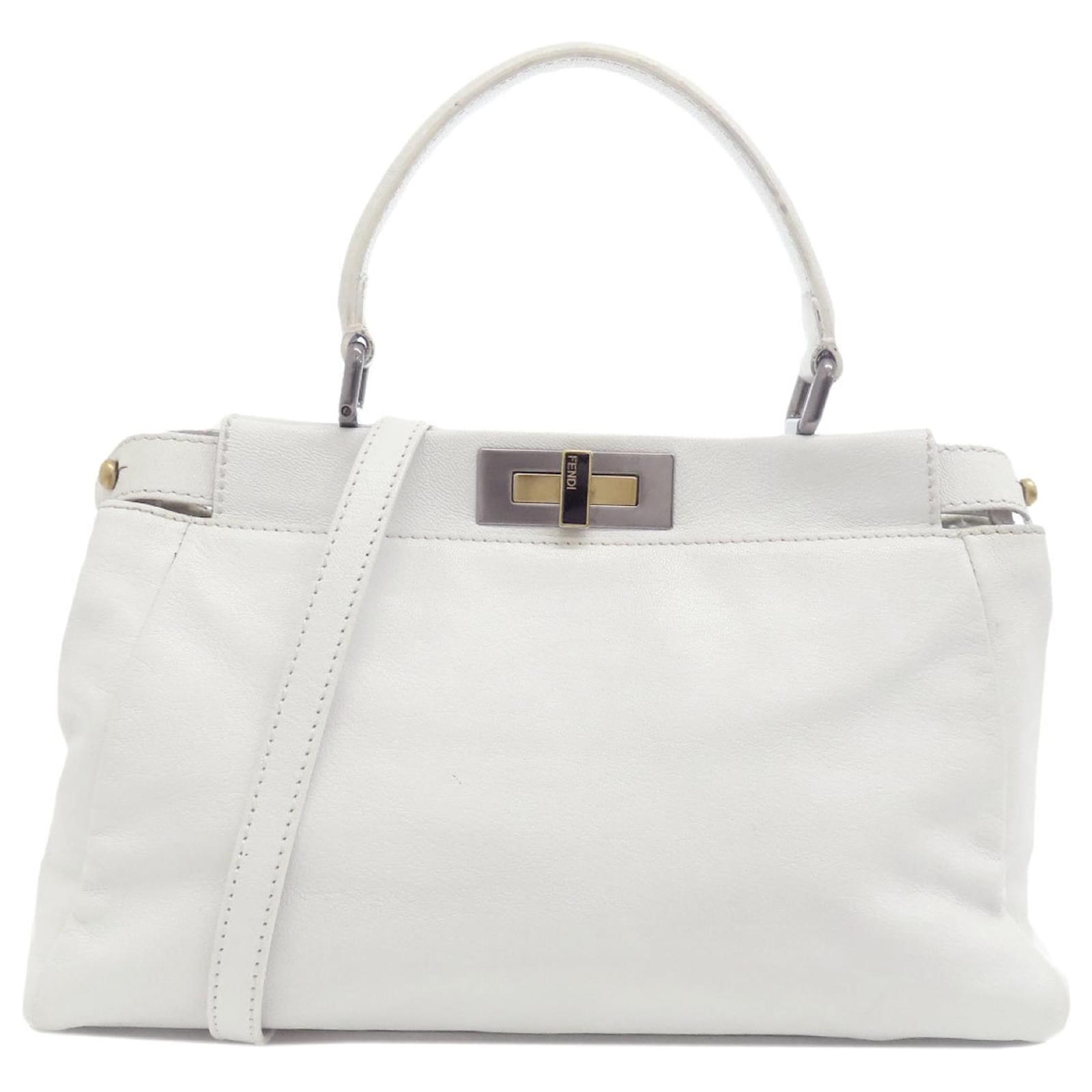 Fendi Peekaboo Handbag White Leather ref.1494307 - Joli Closet