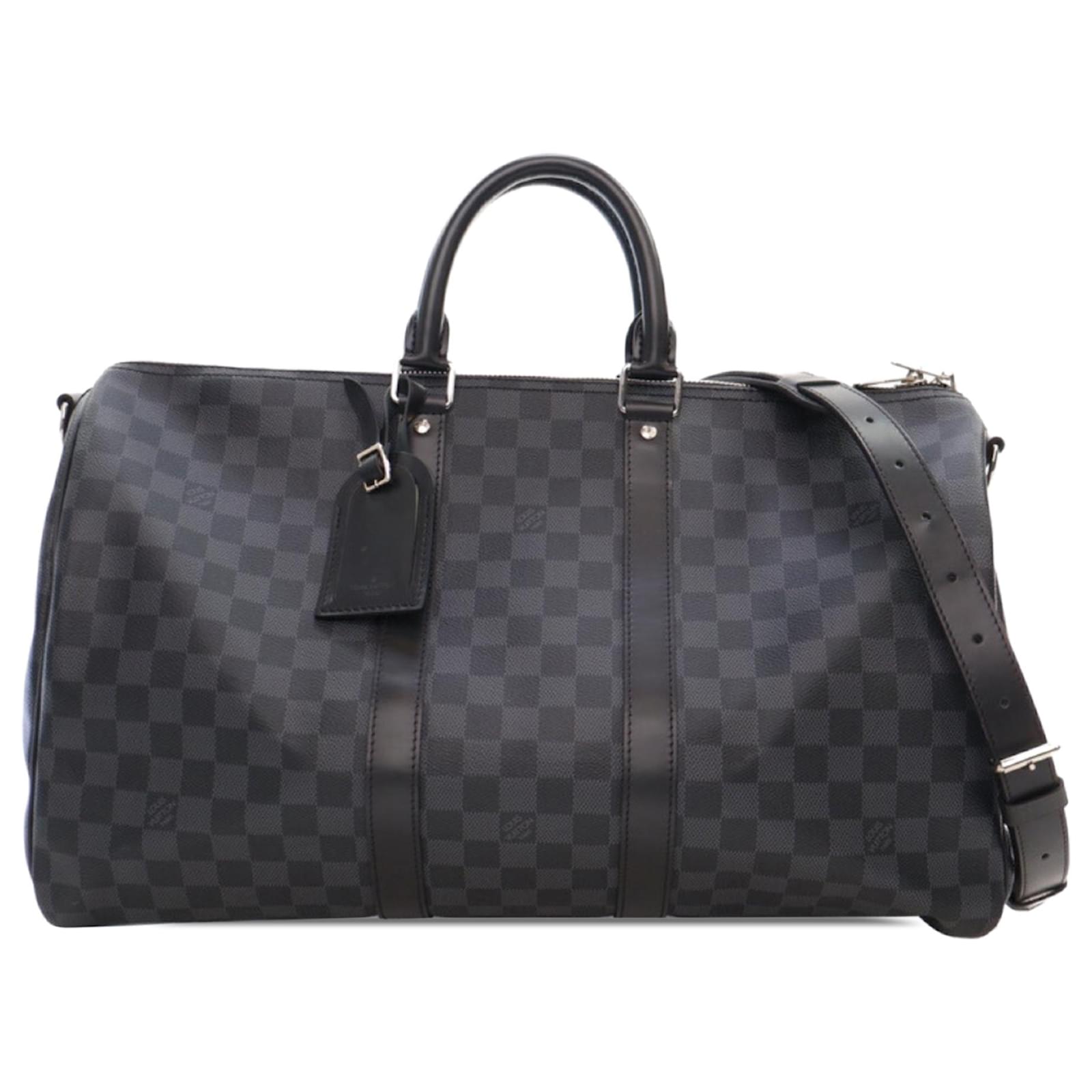 Louis Vuitton Black Damier Graphite Keepall Bandouliere 45 Cloth ref ...