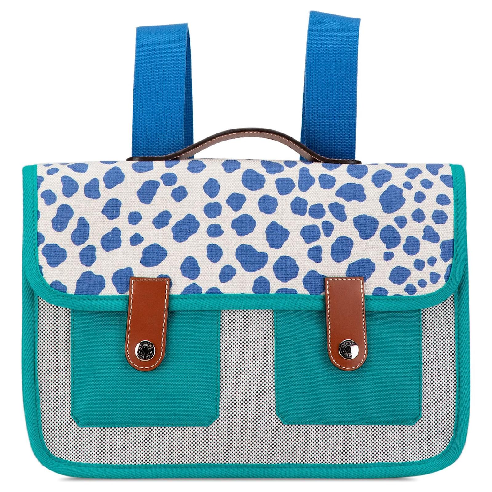 Blue Hermès Toile and Barenia Animaux Pixel Backpack Leather ref ...