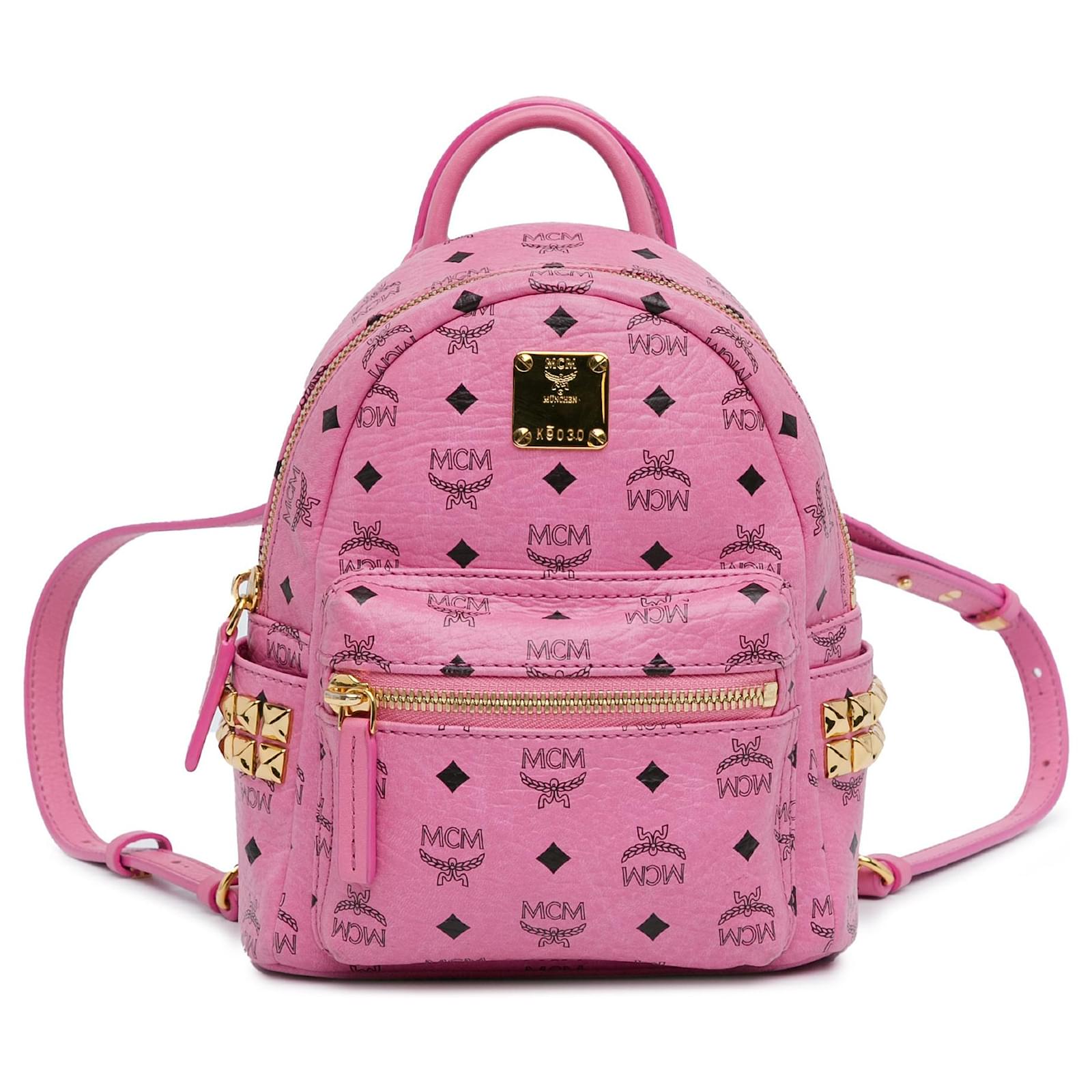 Pink MCM Mini Visetos Stark Bebe Boo Backpack Leather ref.1498503 ...