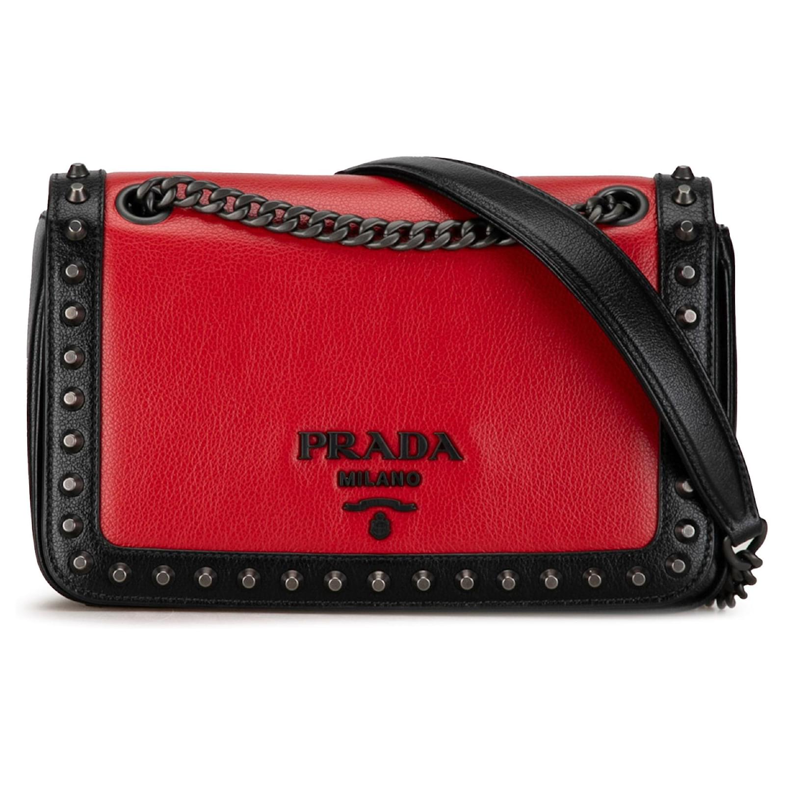 Red Prada Studded Glace Calf Crossbody Leather ref.1498511 - Joli Closet