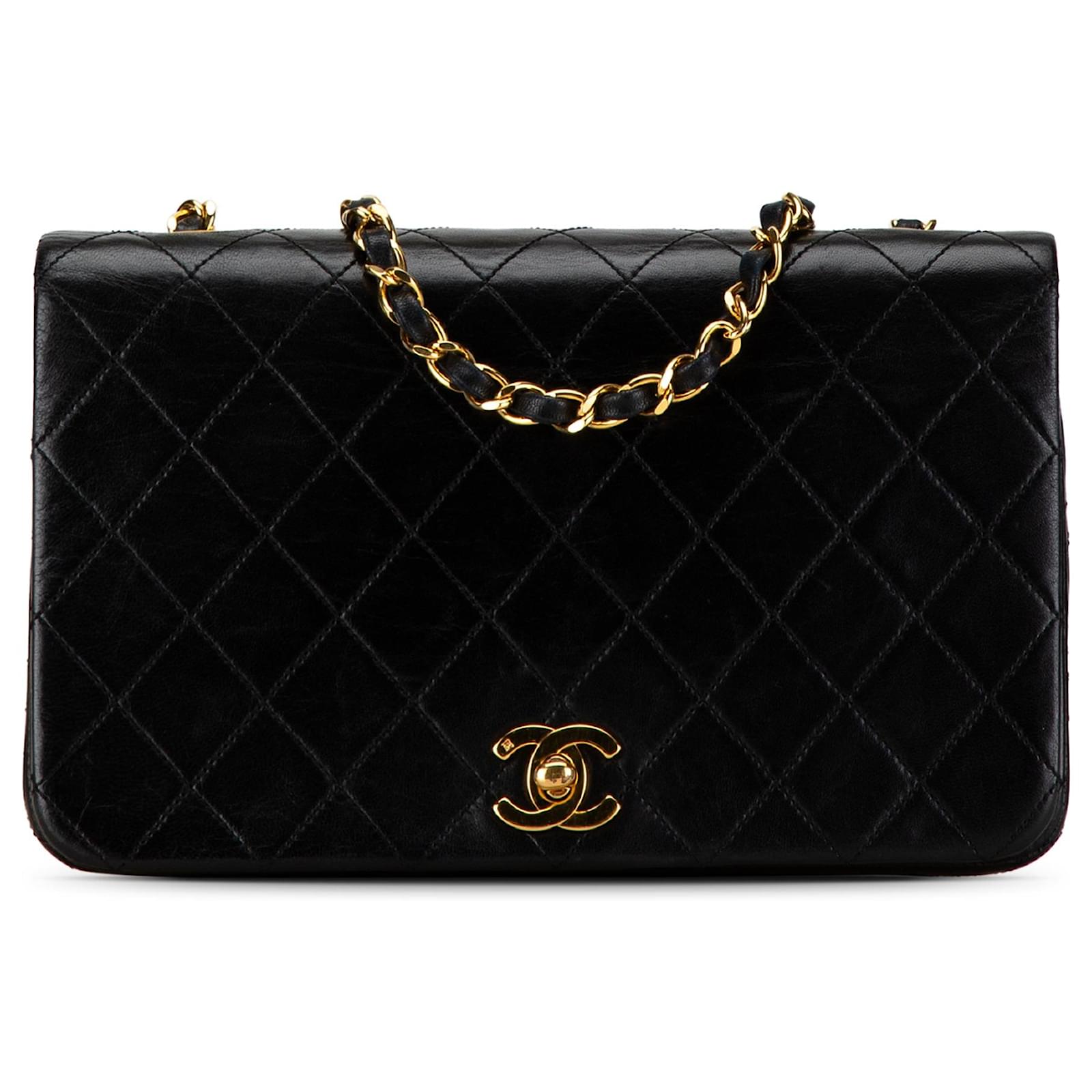 Black Chanel CC Quilted Lambskin Full Flap Crossbody Bag Leather ref ...