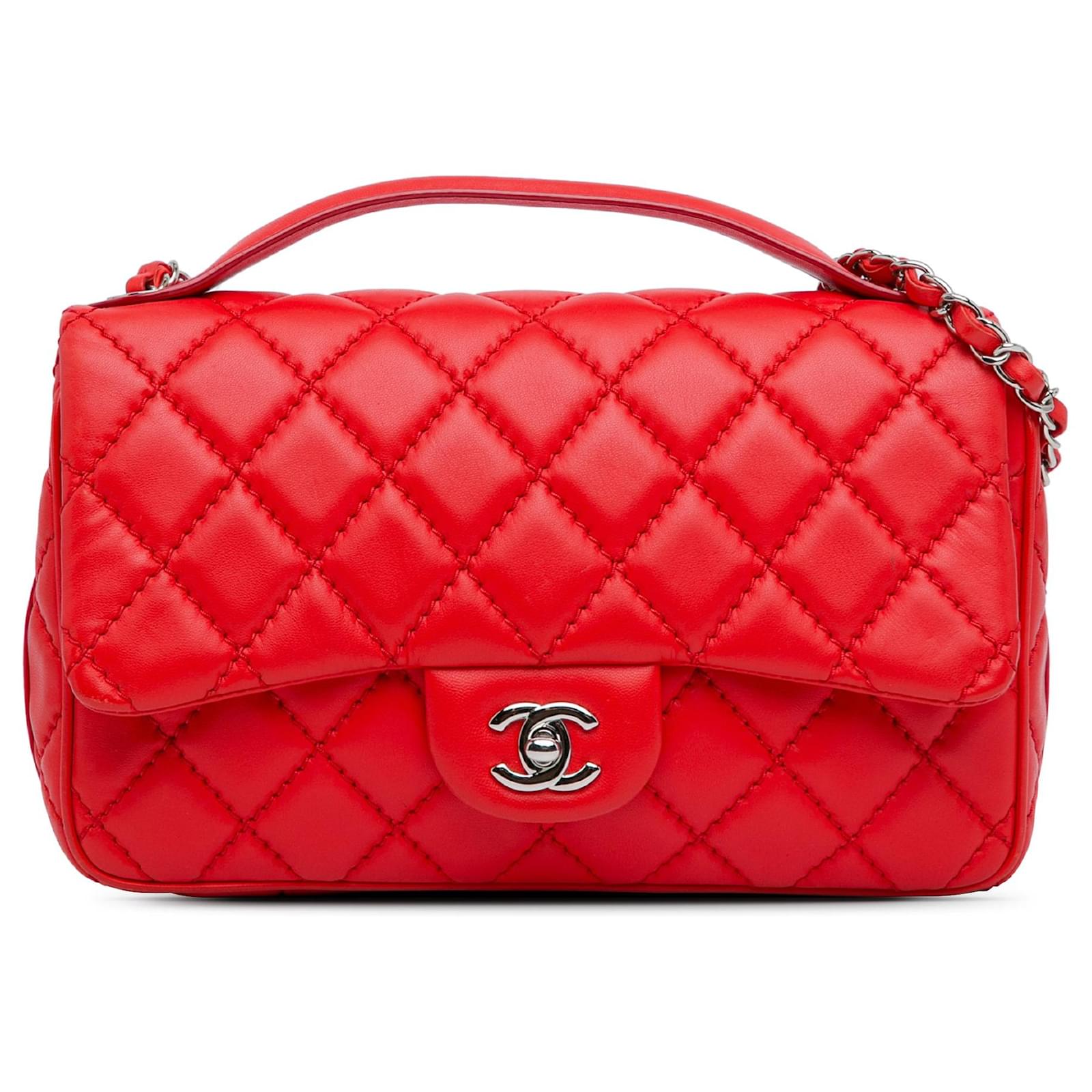 Red Chanel Medium Easy Carry Flap Satchel Leather ref.1498858 - Joli Closet