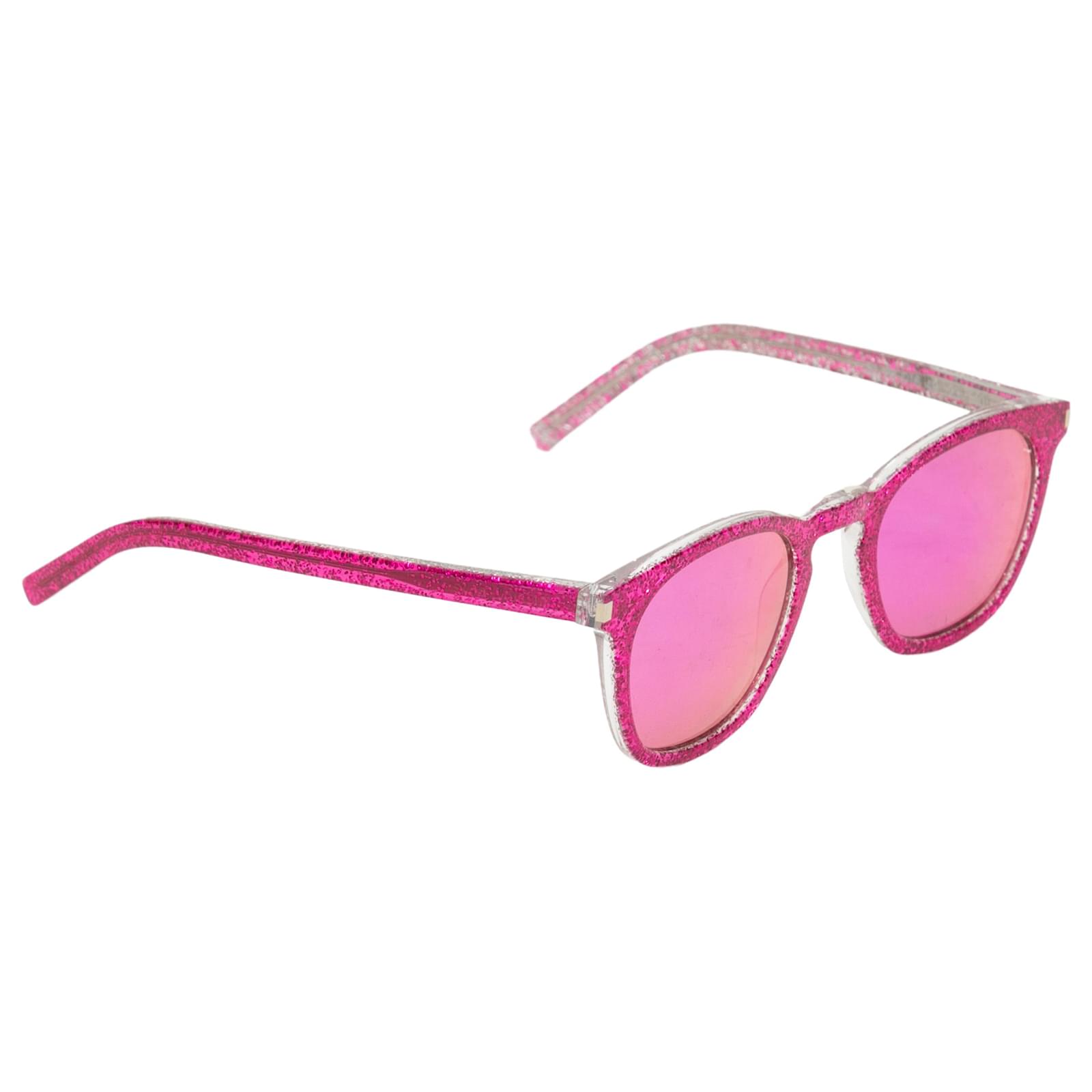 Fuchsia Saint Laurent Glitter Acetate Sunglasses ref.1498987 - Joli Closet