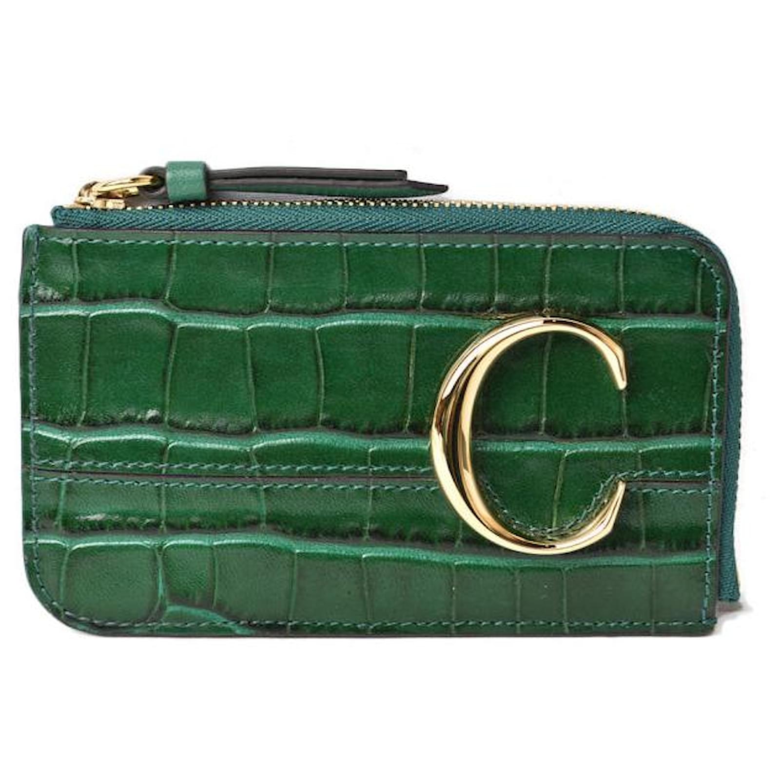 Chloé Chloe Leather Mini Wallet Coin Card Case Green ref.1500961 - Joli ...