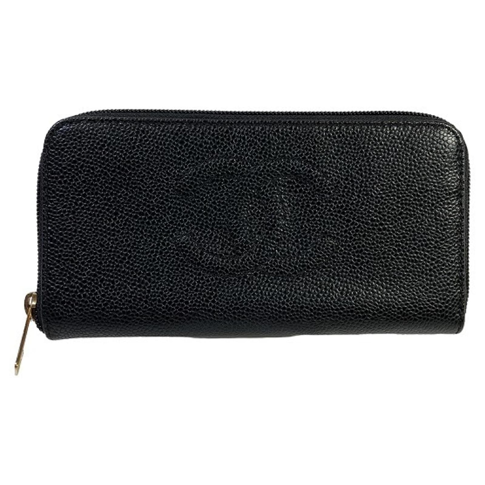 Chanel Coco Mark Round Long Wallet Black Leather ref.1503346 - Joli Closet