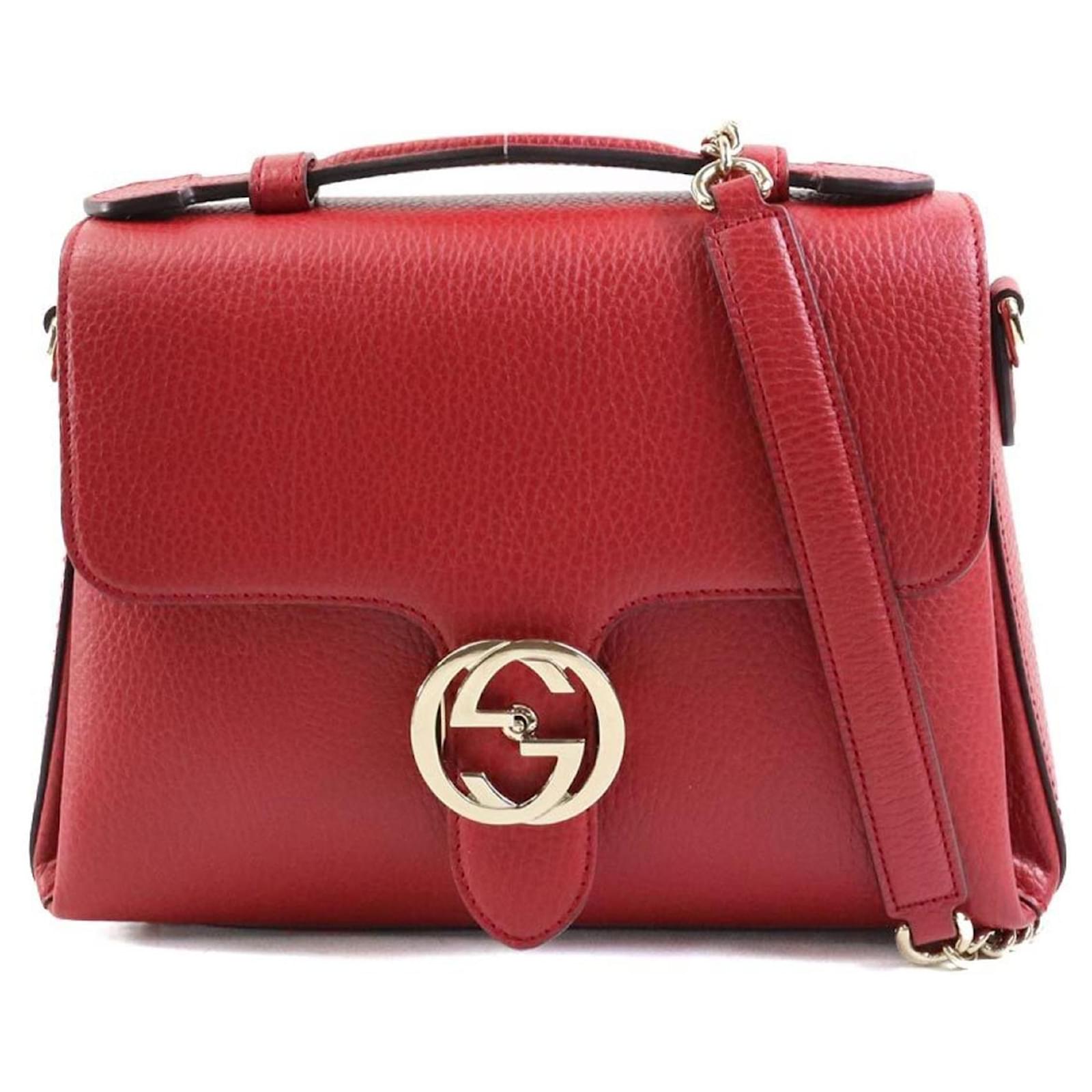 Gucci Dark Red Leather Shoulder Bag Golden Metal ref.1503370 - Joli Closet