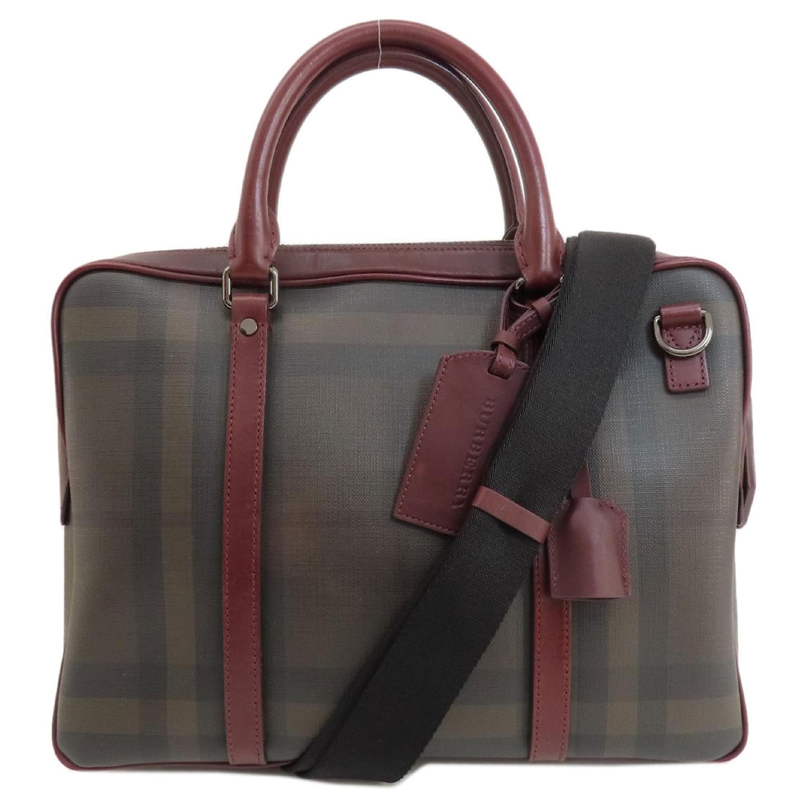 Burberry Check Pattern Handbag Brown Red Leather Plastic ref.1503657 ...