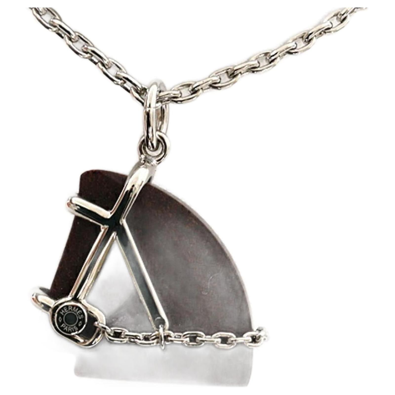 Hermès Hermes Cheval Pendant Necklace Silvery Dark brown ref.1503891 ...