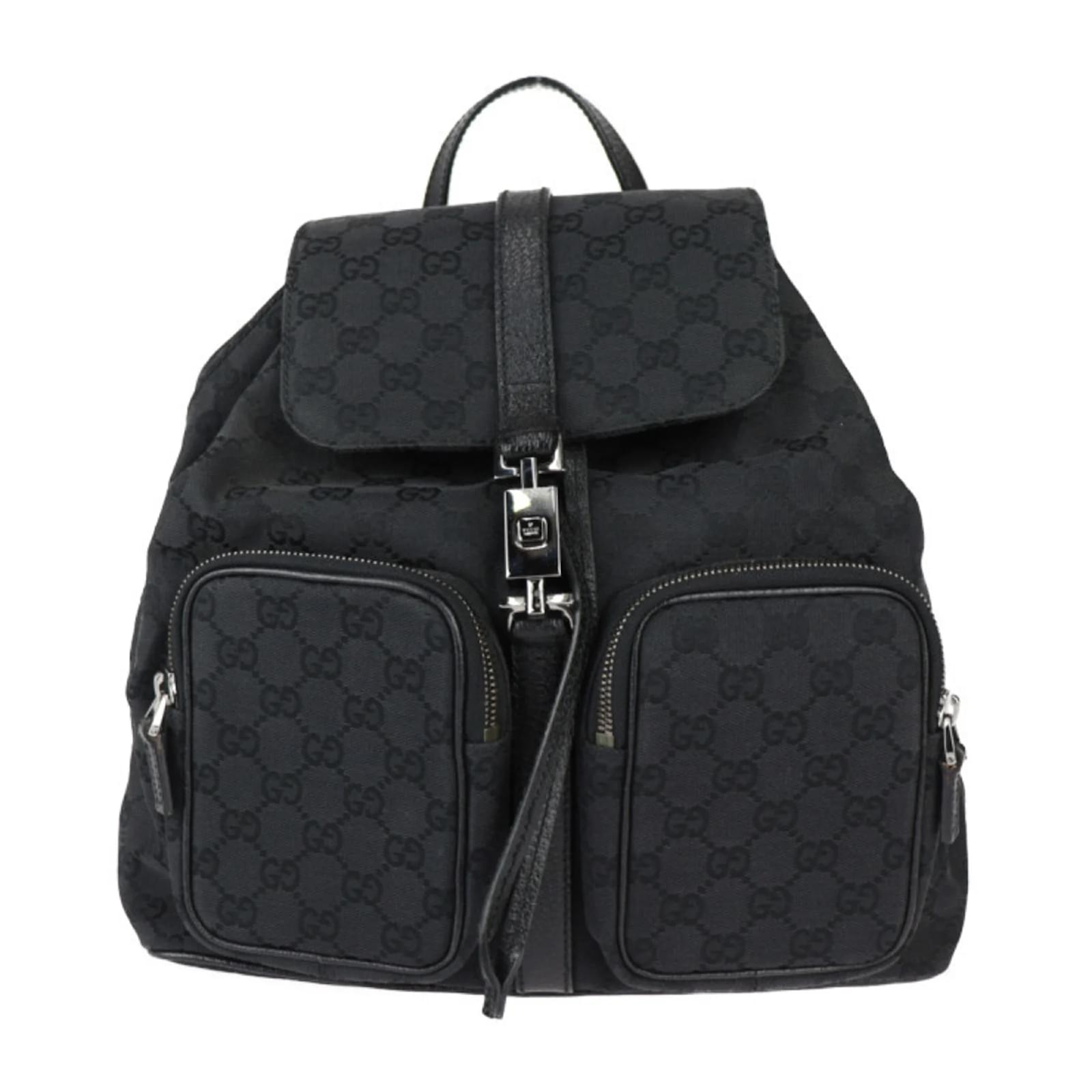 Gucci Backpack Jackie Rucksack Black Leather Cloth ref.1505075 - Joli ...