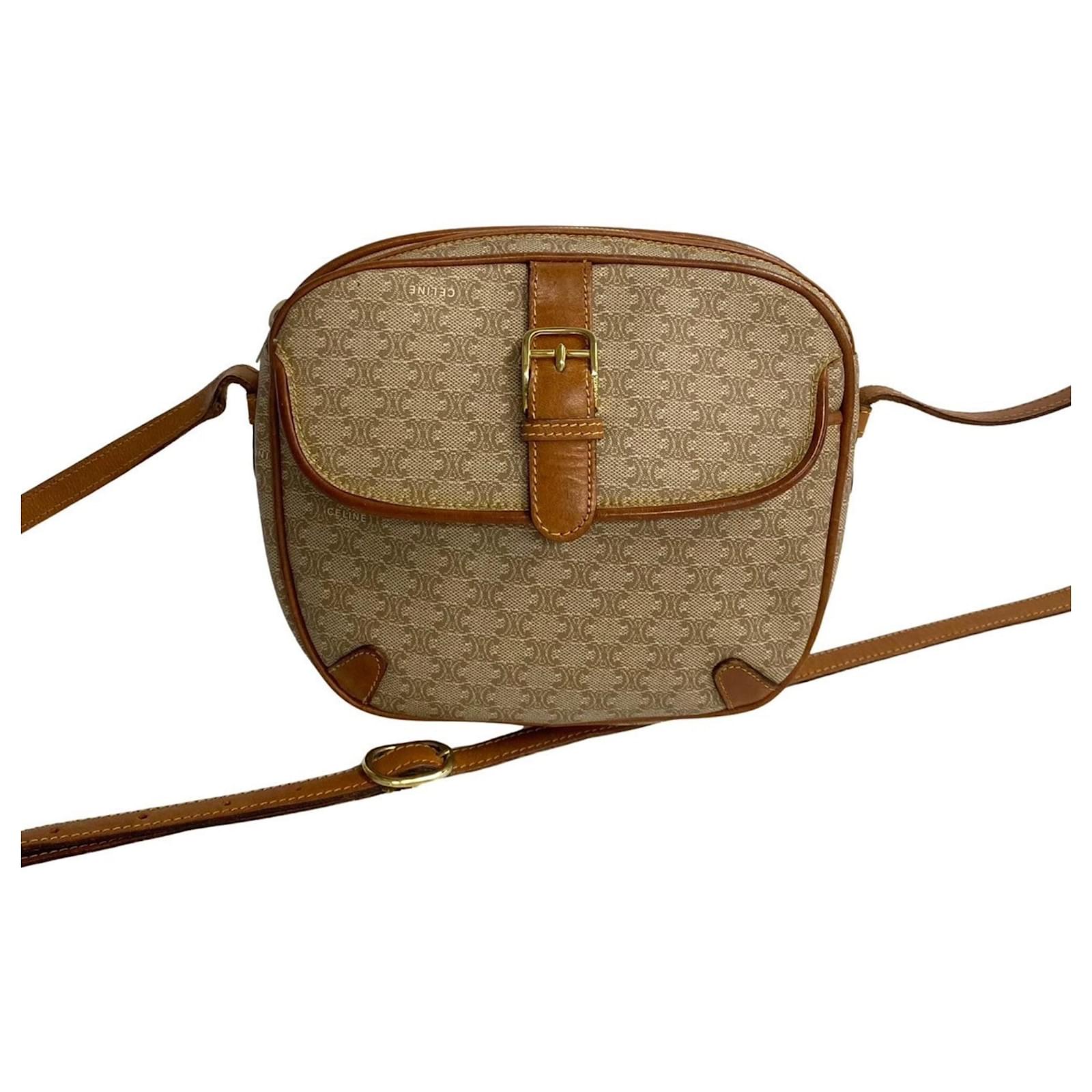 Céline Celine Macadam Blason Triomphe Pattern Shoulder Bag Brown ref ...