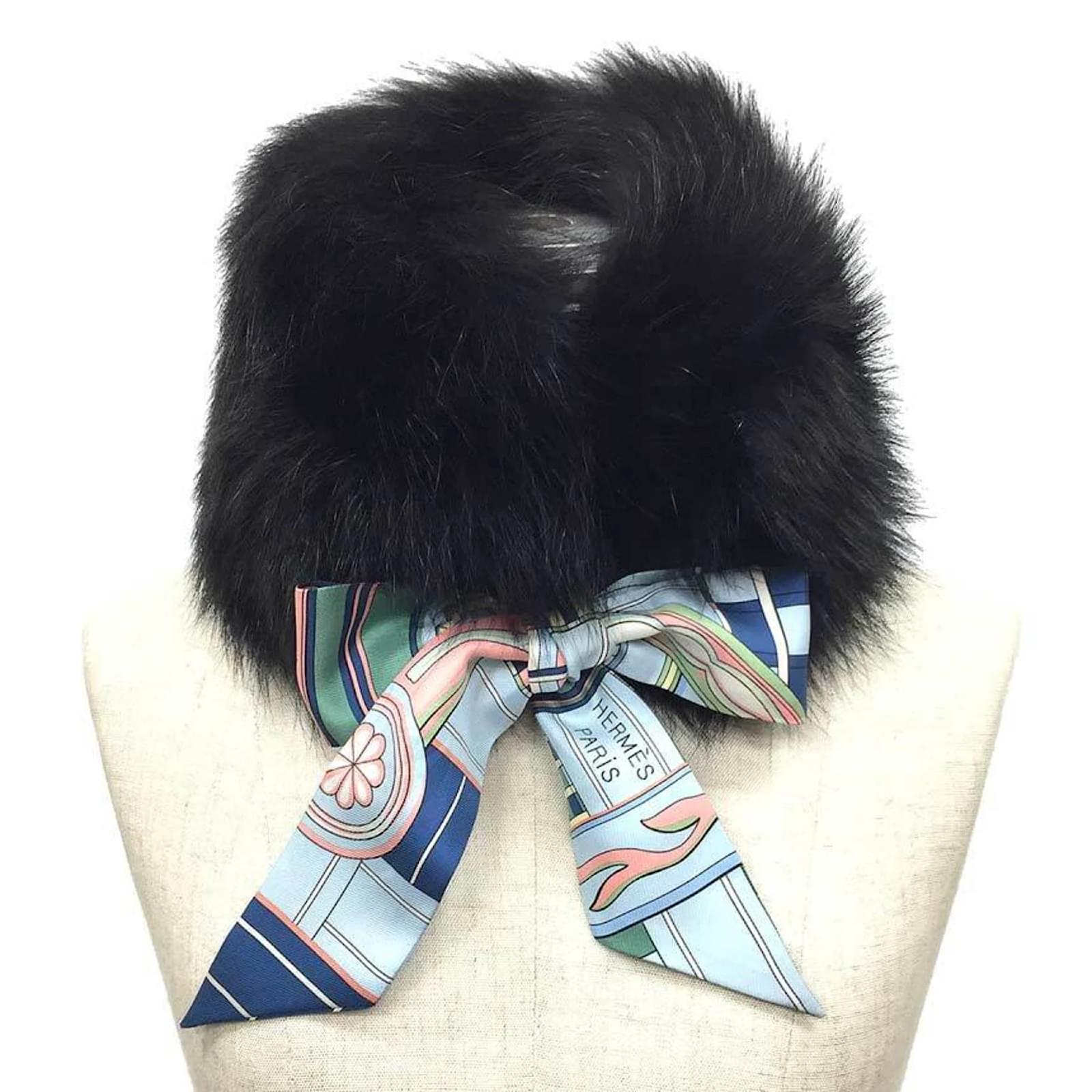 Hermès Hermes Fox Fur Tippet Scarf Black ref.1505440 - Joli Closet