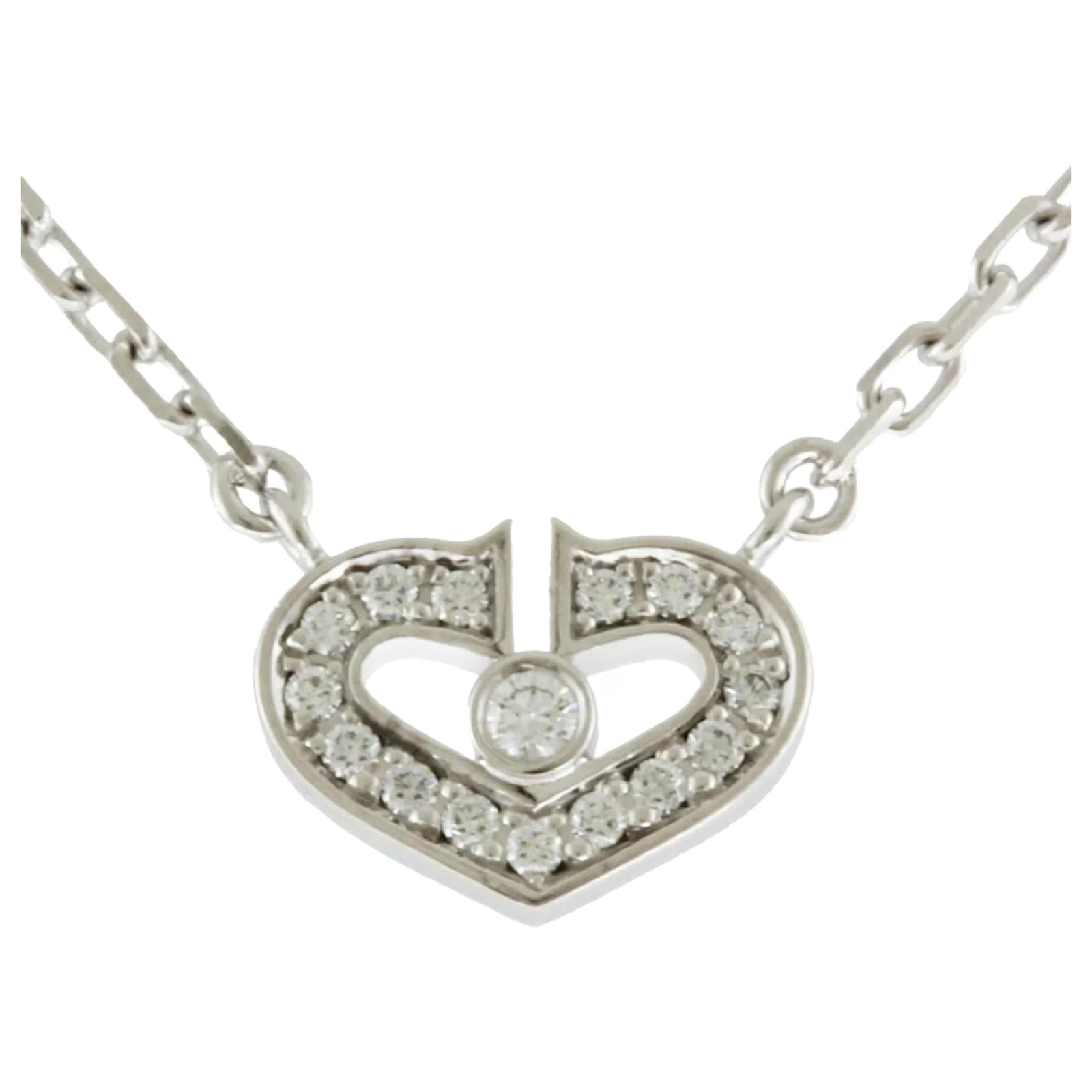 Cartier C Heart Necklace in 18K White Gold and Diamond ref.1506451 ...