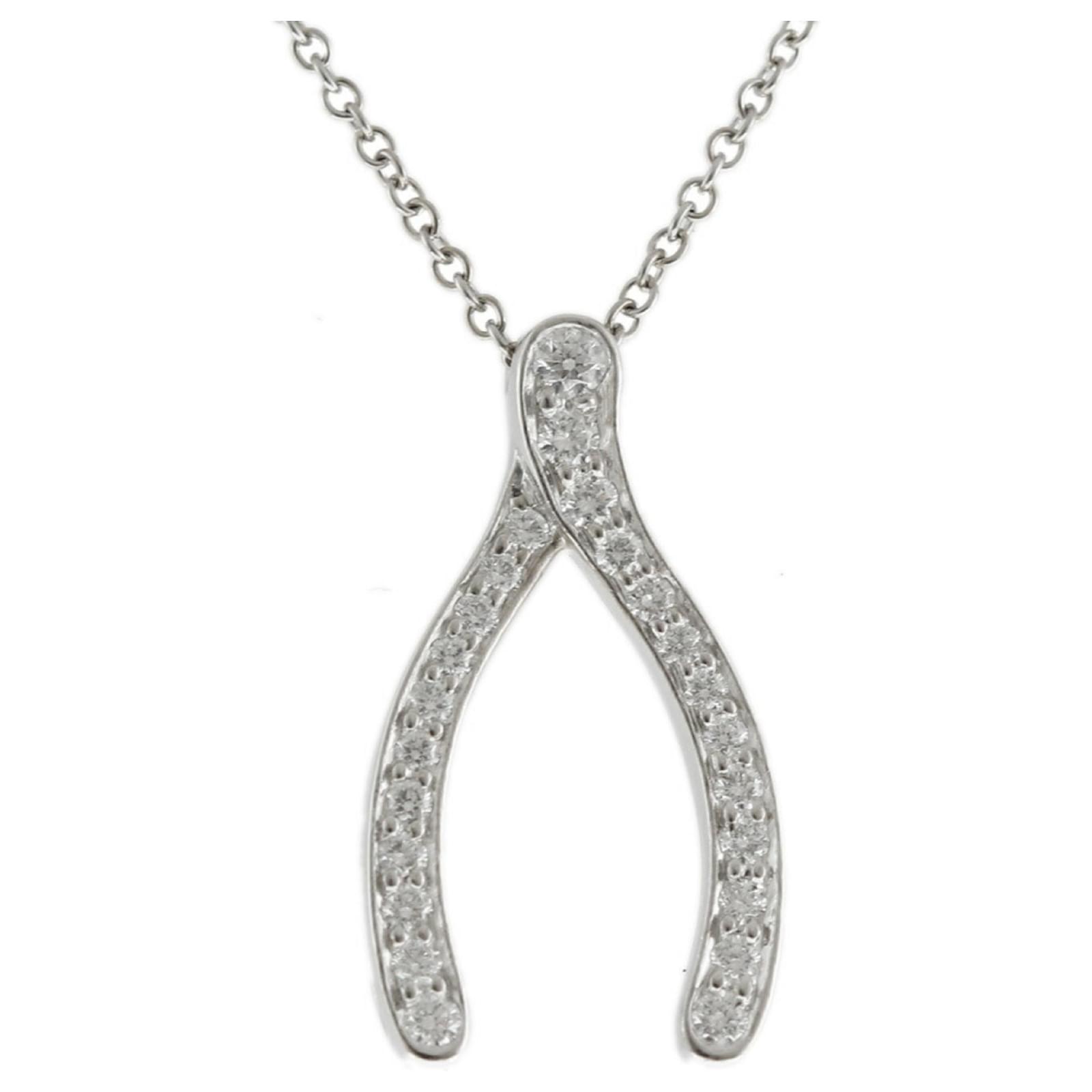 Tiffany & Co Tiffany Wishbone Necklace in Platinum and Diamond (Sold ...