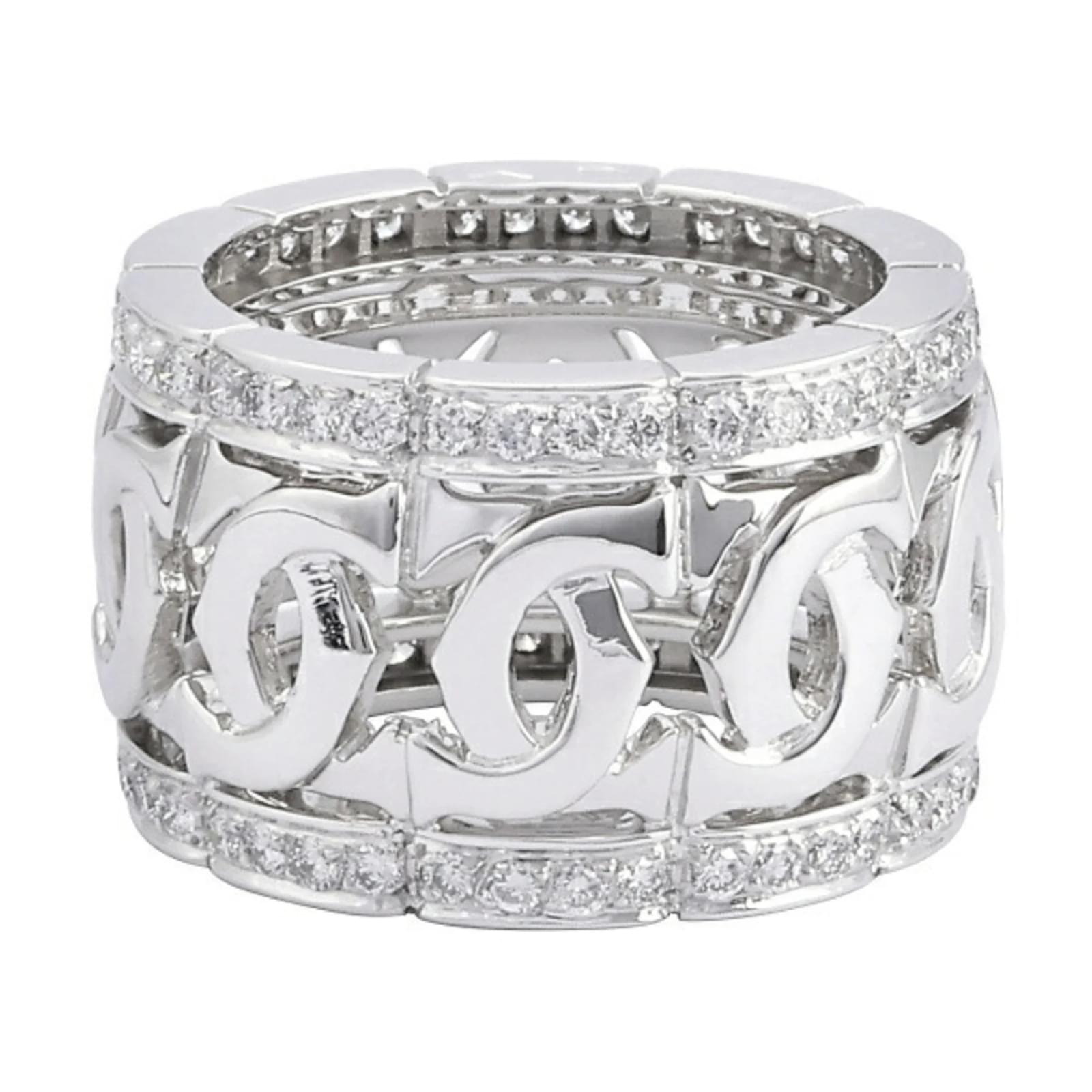 Cartier Entrelace K18WG White Gold Band Ring Golden ref.1506598 - Joli ...