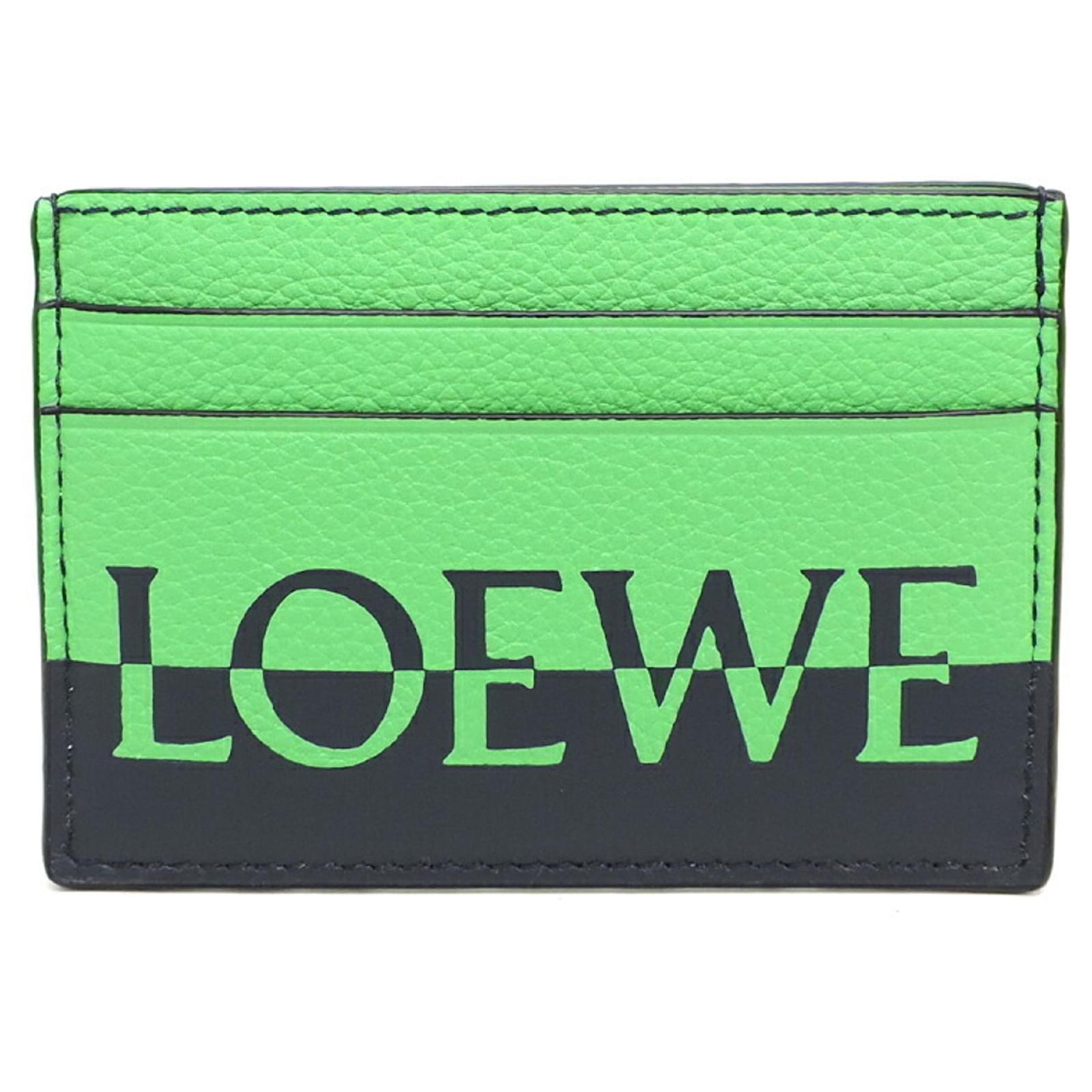 Loewe Signature Plain Card Case Black Green Leather ref.1508261 - Joli ...