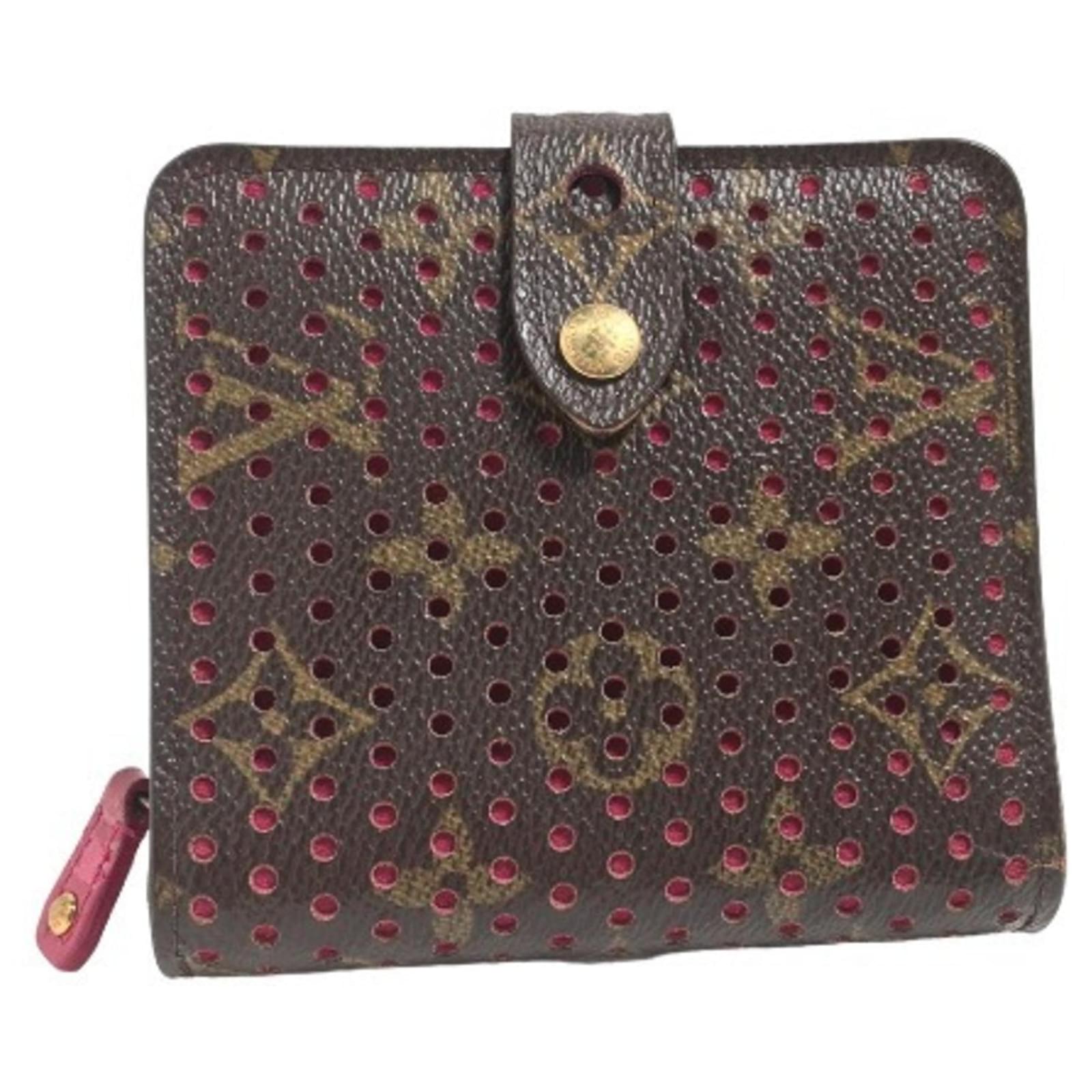 Louis Vuitton Fuchsia Monogram Perforated Bi-Fold Wallet Fuschia Cloth ...
