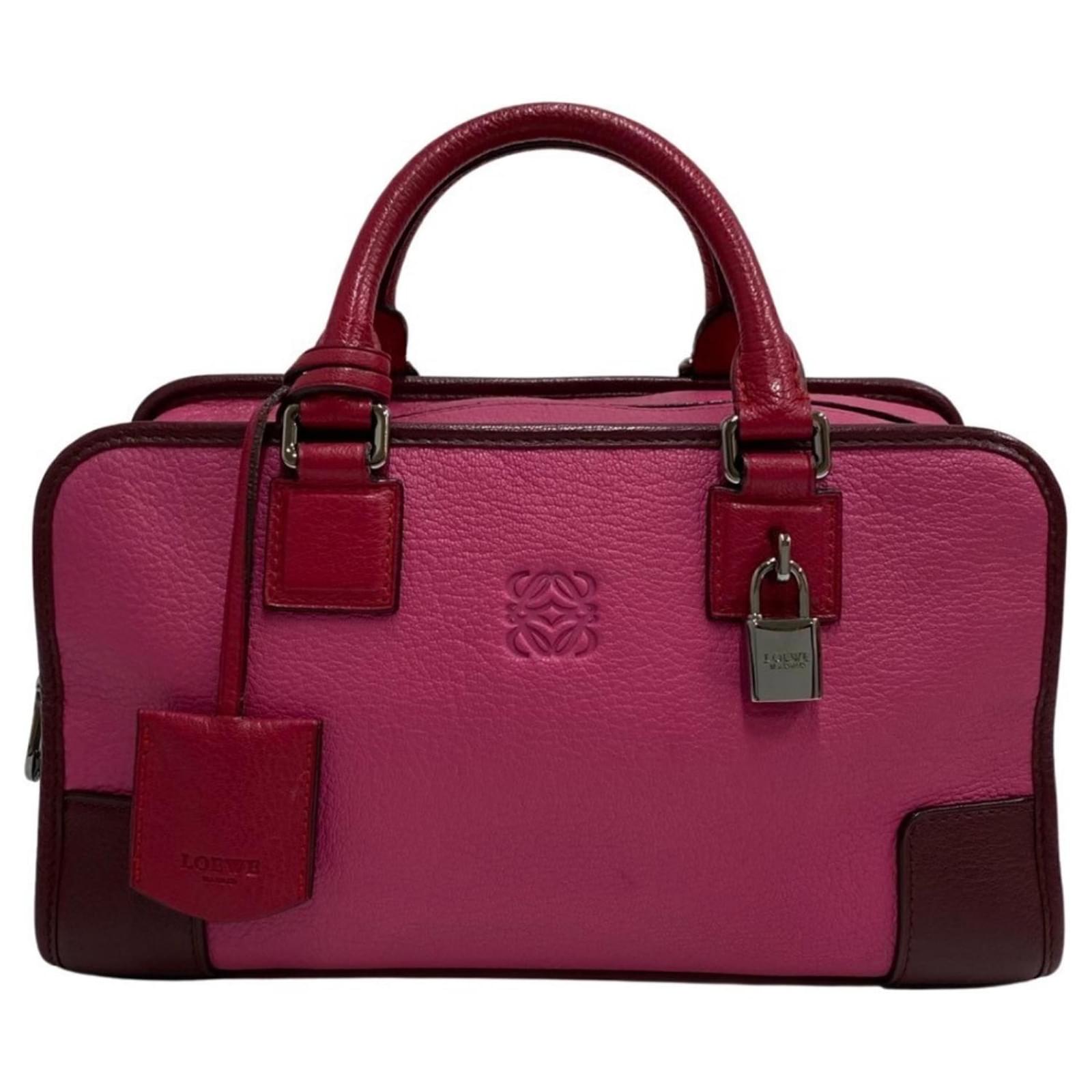 Loewe Amazona 28 Anagram Logo Leather Handbag Pink Dark red ref.1508371 ...