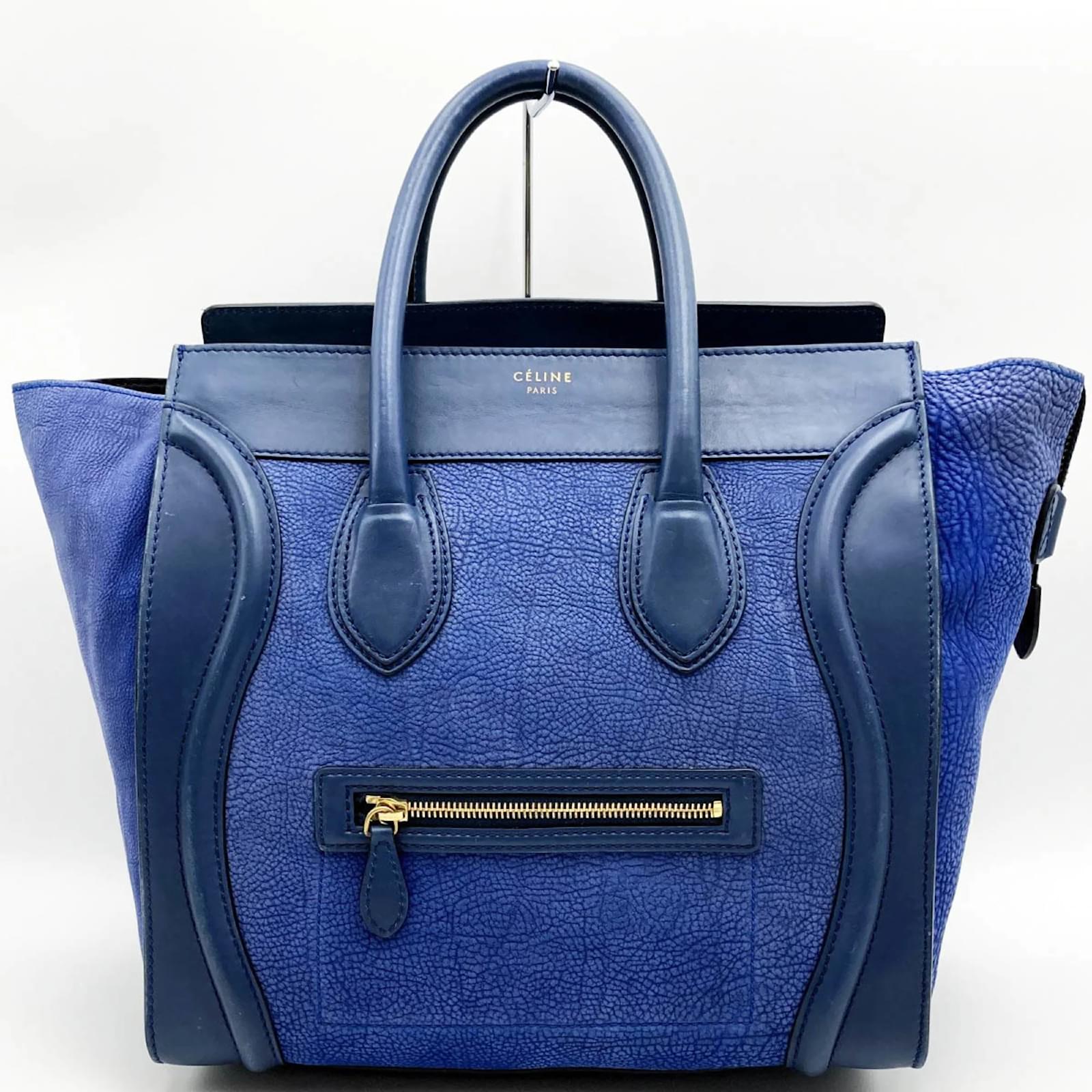 Céline Celine Luggage Mini Handbag Tote Bag Blue Leather ref.1508888 ...