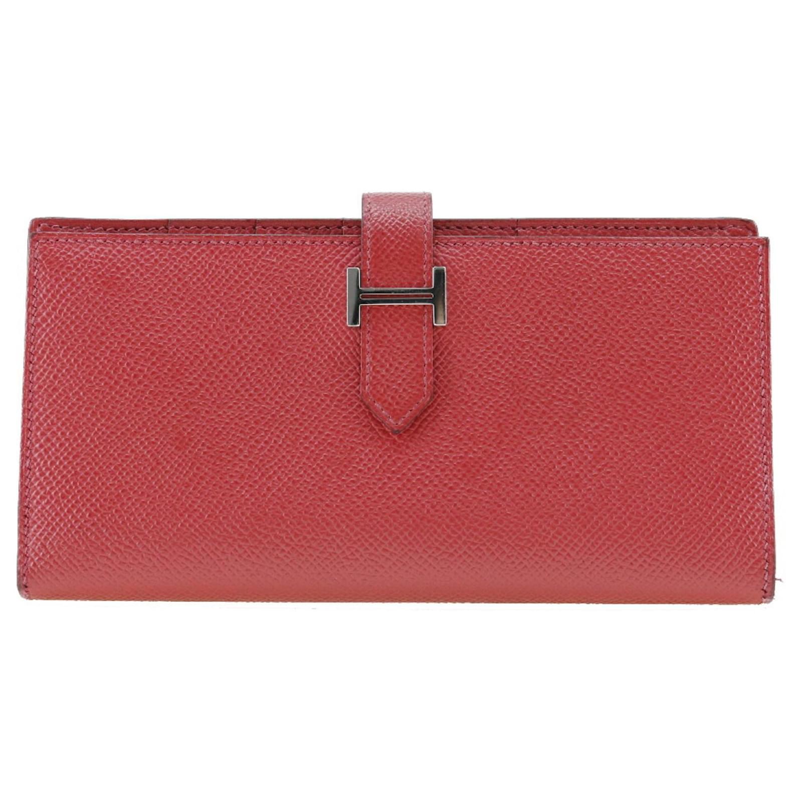 Hermès Hermes Red Epsom Leather Long Wallet ref.1509680 - Joli Closet