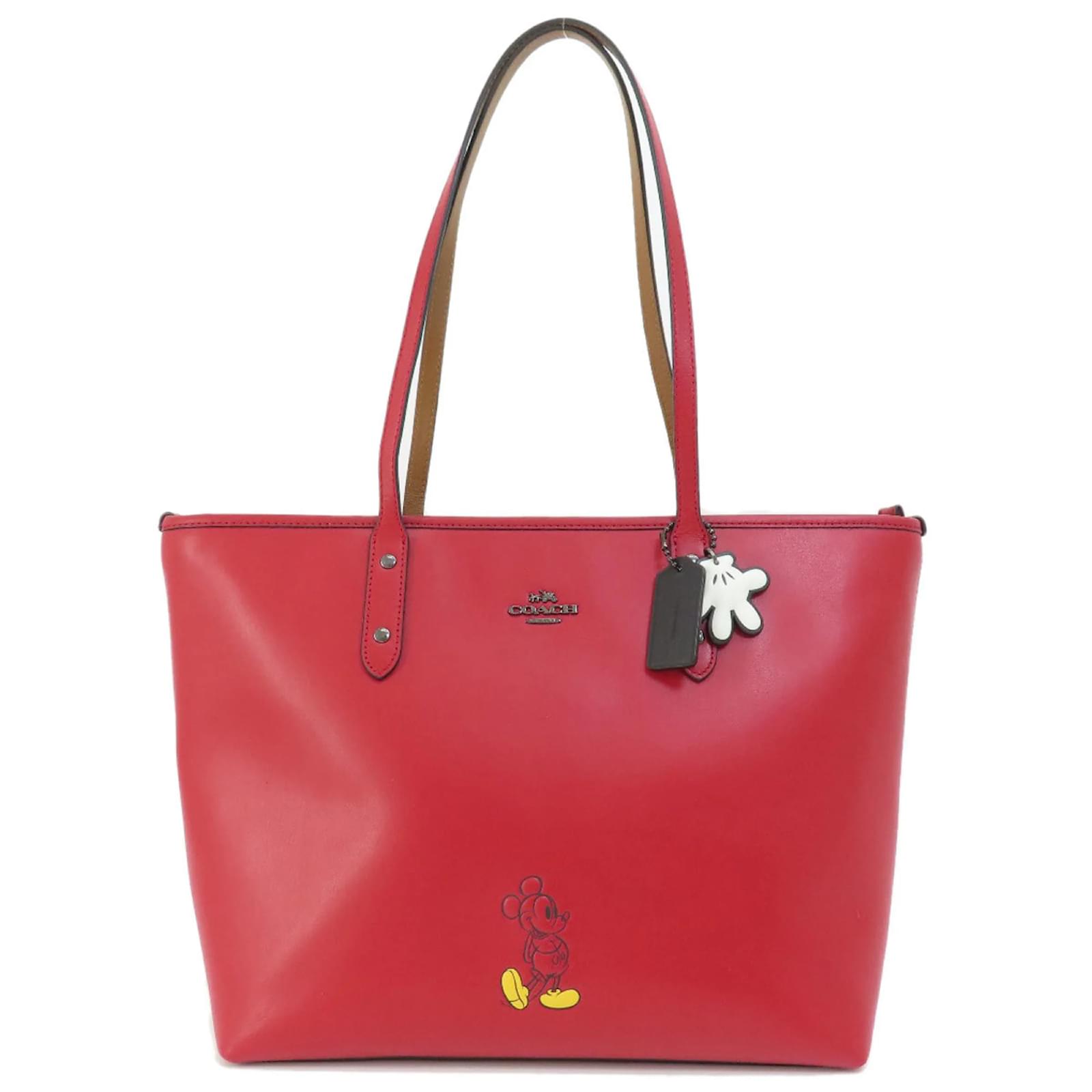 Coach Disney Collaboration Mickey Mouse Tote Bag Red Leather ref ...