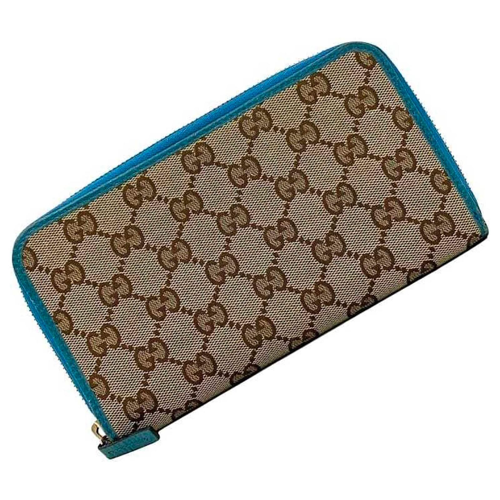 Gucci Long Wallet in Beige and Blue Leather Cloth ref.1510271 - Joli Closet