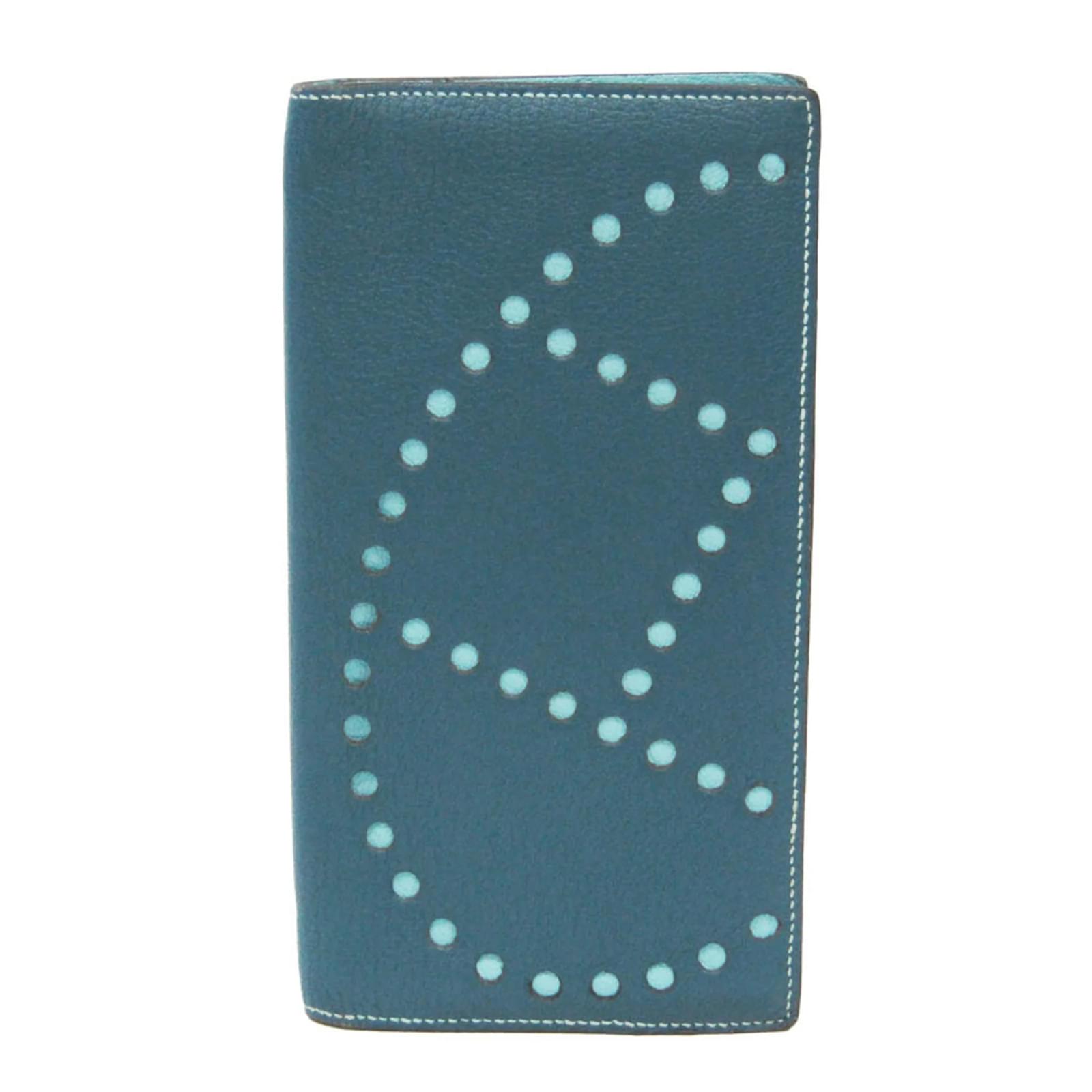Hermès Hermes Evelyne Women's Long Bill Wallet Blue Navy blue Diamond ...