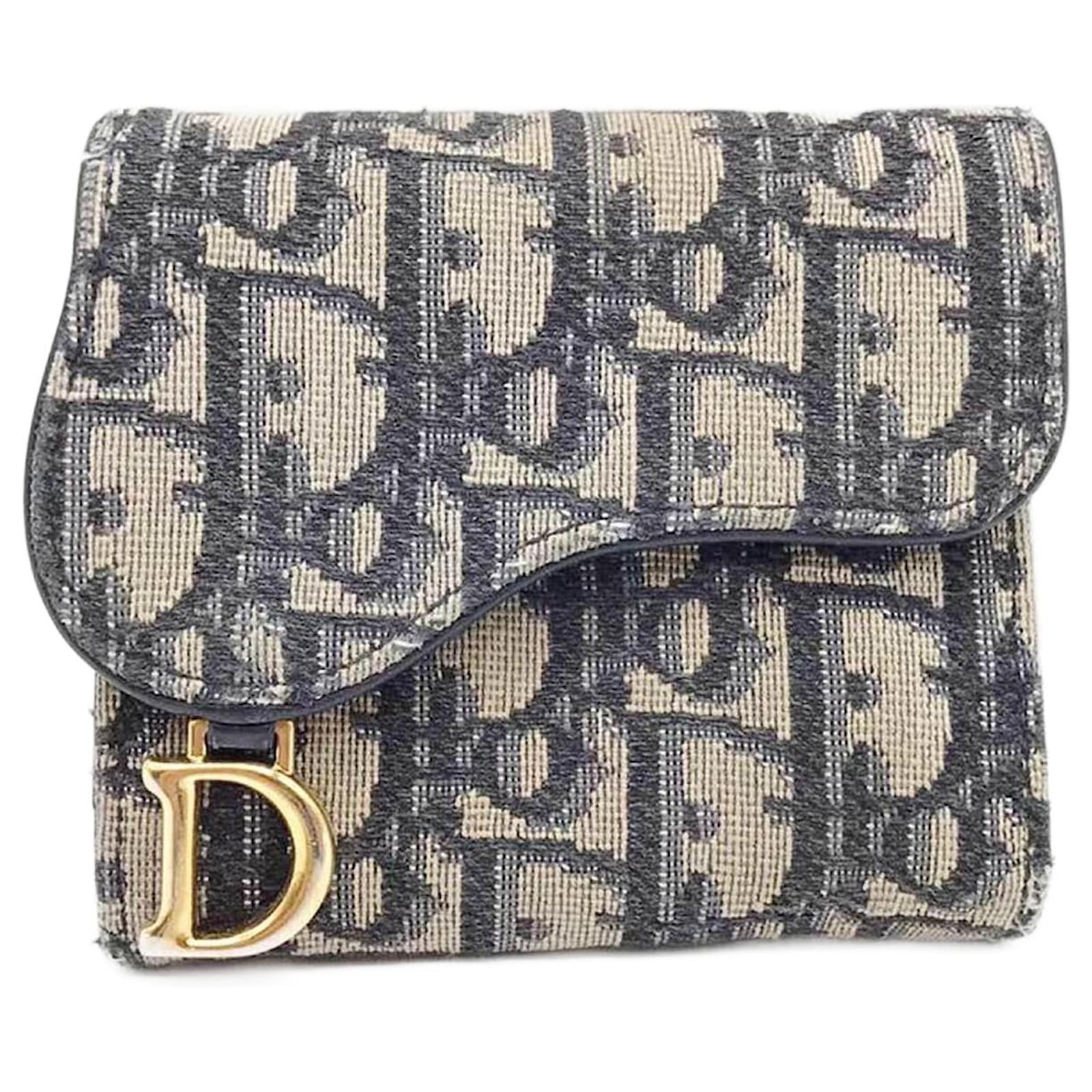 Christian Dior Trotter Bi-Fold Wallet Beige Navy blue ref.1511303 ...