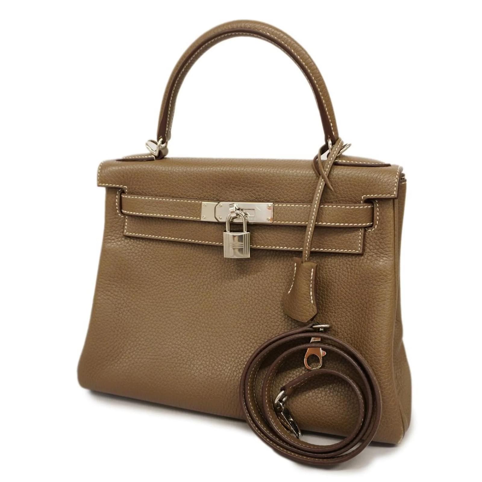 Hermès Hermes Handbag Kelly 28 A Engraved Taurillon Clemence Etoupe ...