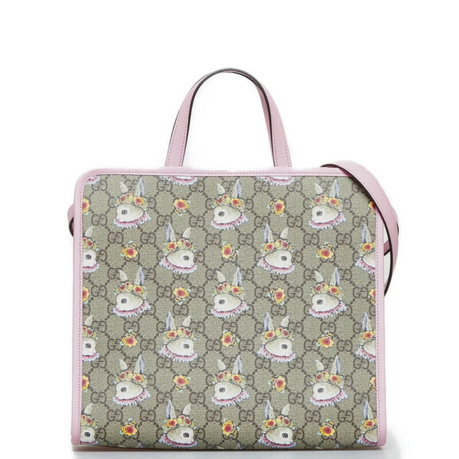 Gucci GG Supreme x Yuko Higuchi Rabbit Handbag Brown Pink Cloth ref ...