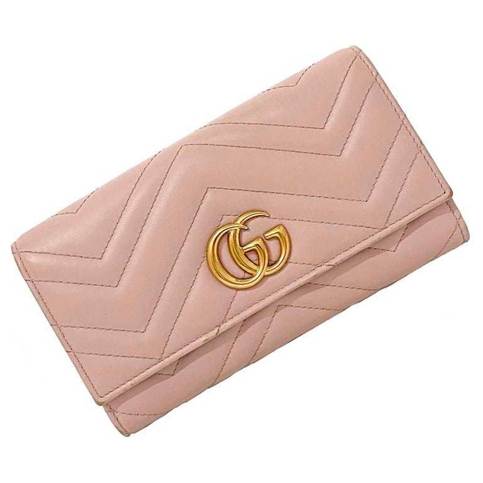 Marmont Gucci Bifold Long Wallet Pink Golden Leather ref.JC1512858 ...