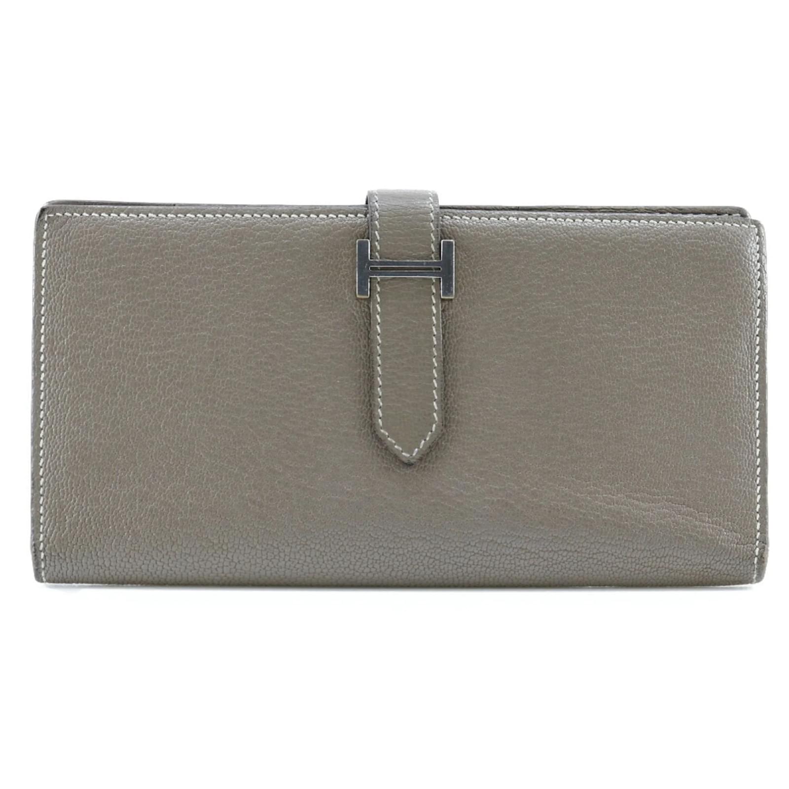 Hermès Hermes Bearn Souffle Long Wallet Taupe Diamond ref.1513467 ...