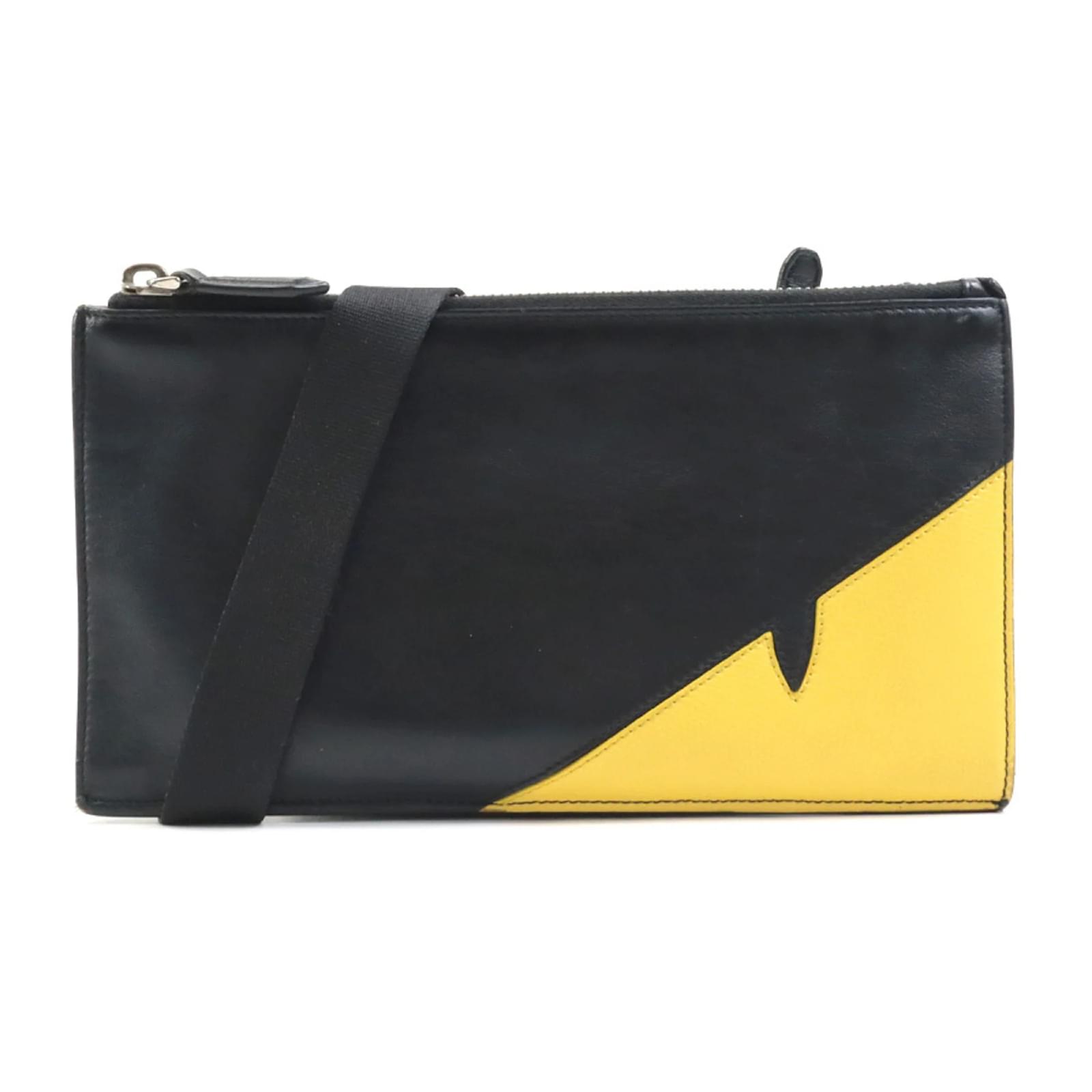 Fendi Shoulder Bag Monster Black Yellow Leather Cloth ref.1514079 ...