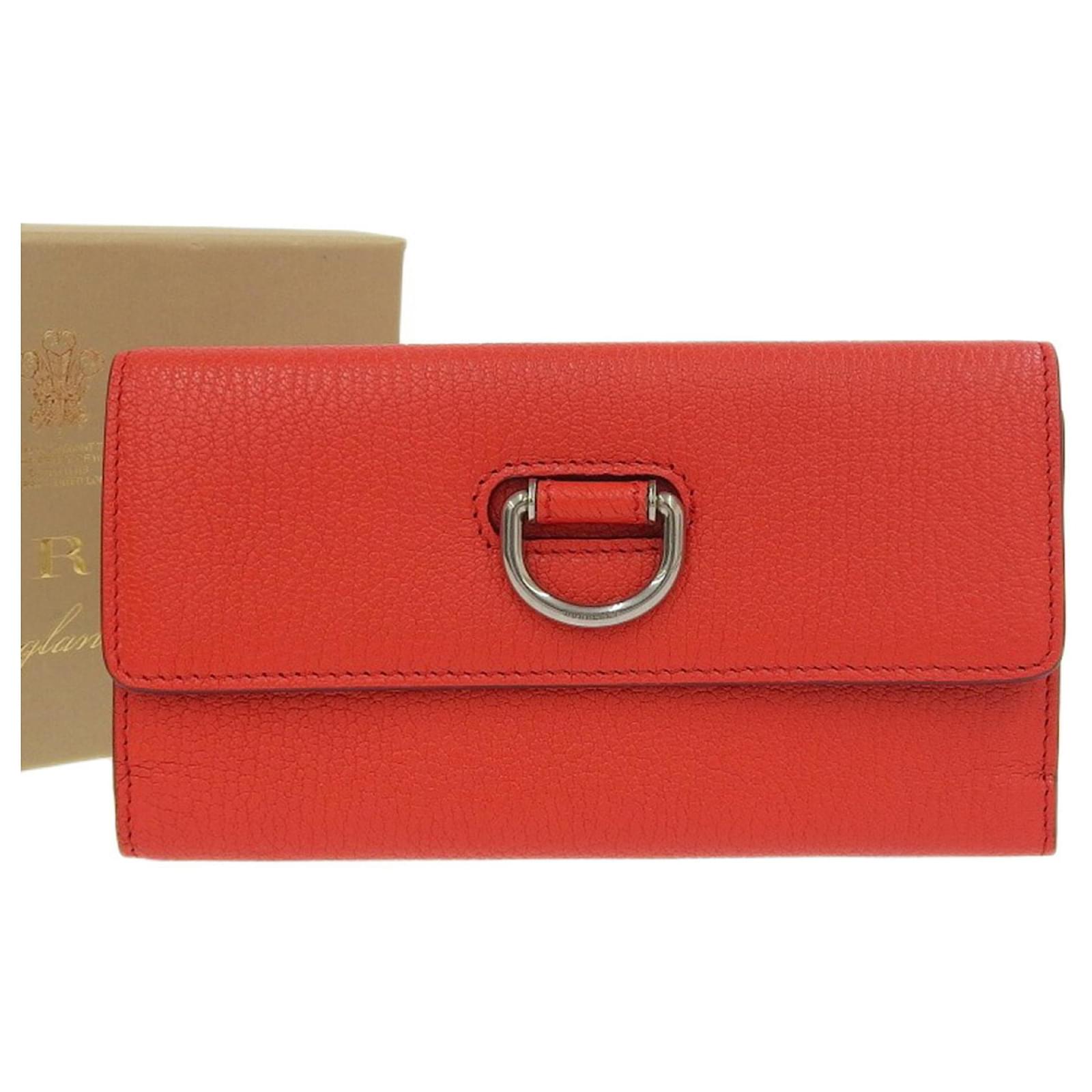 Burberry Red Leather Tri-Fold Long Wallet ref.1515477 - Joli Closet